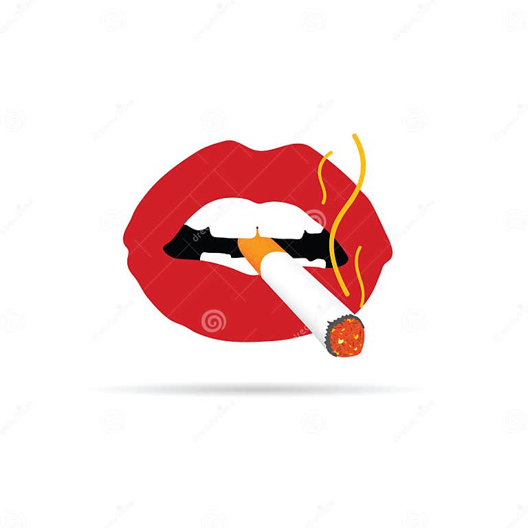 Red Lips with Cigarette Vector Stock Vector - Illustration of ...