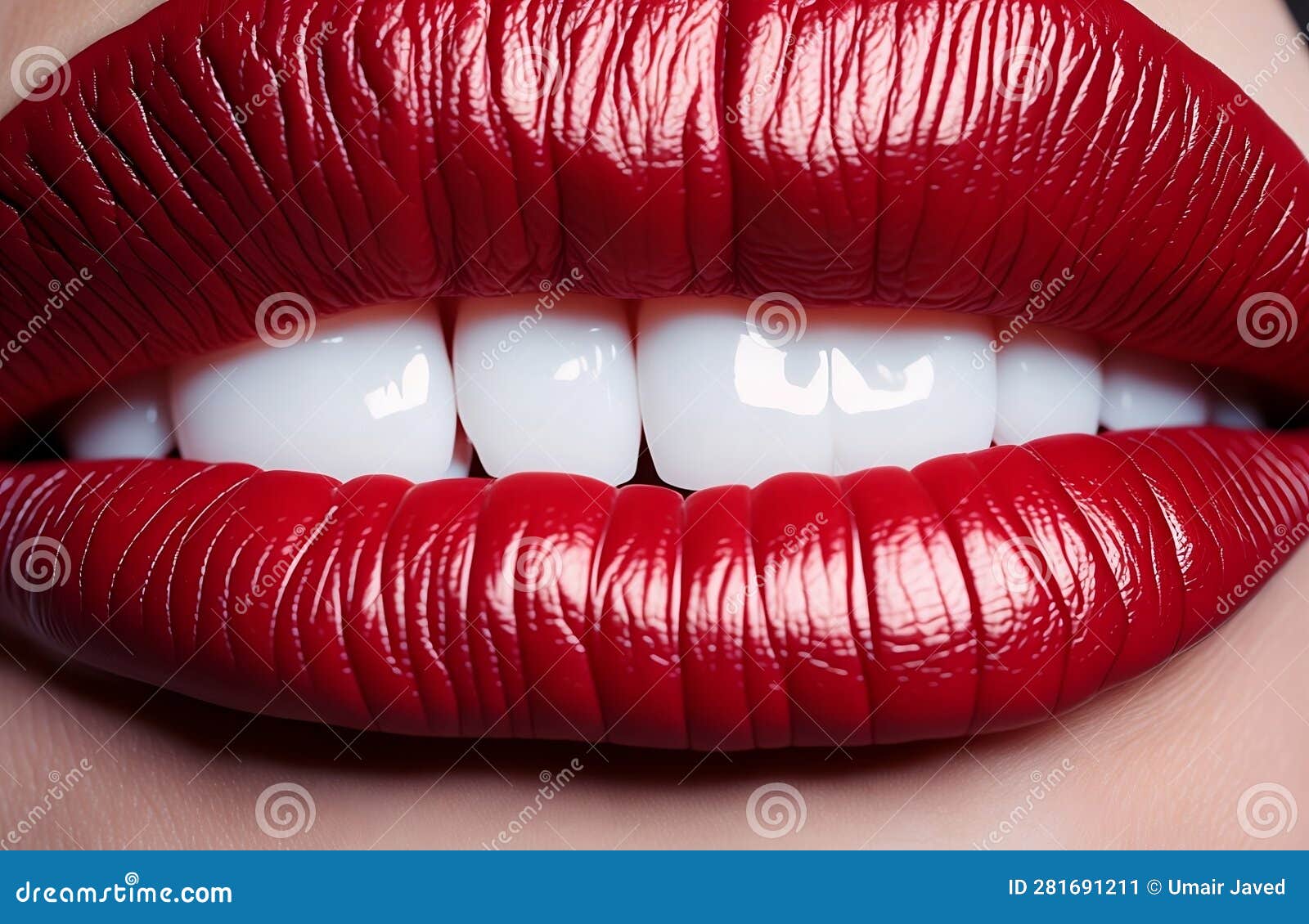 Red Lips with Clean White Teeth Closeup Stock Illustration ...