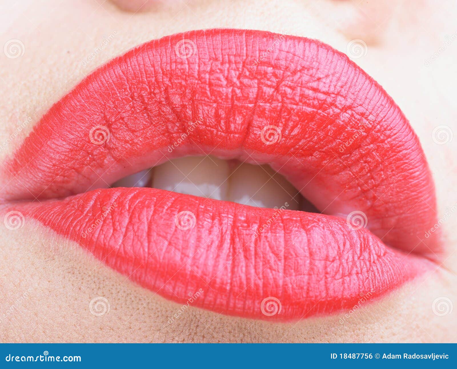 Red Lips Close-Up stock photo. Image of pink, macro, perfect - 18487756