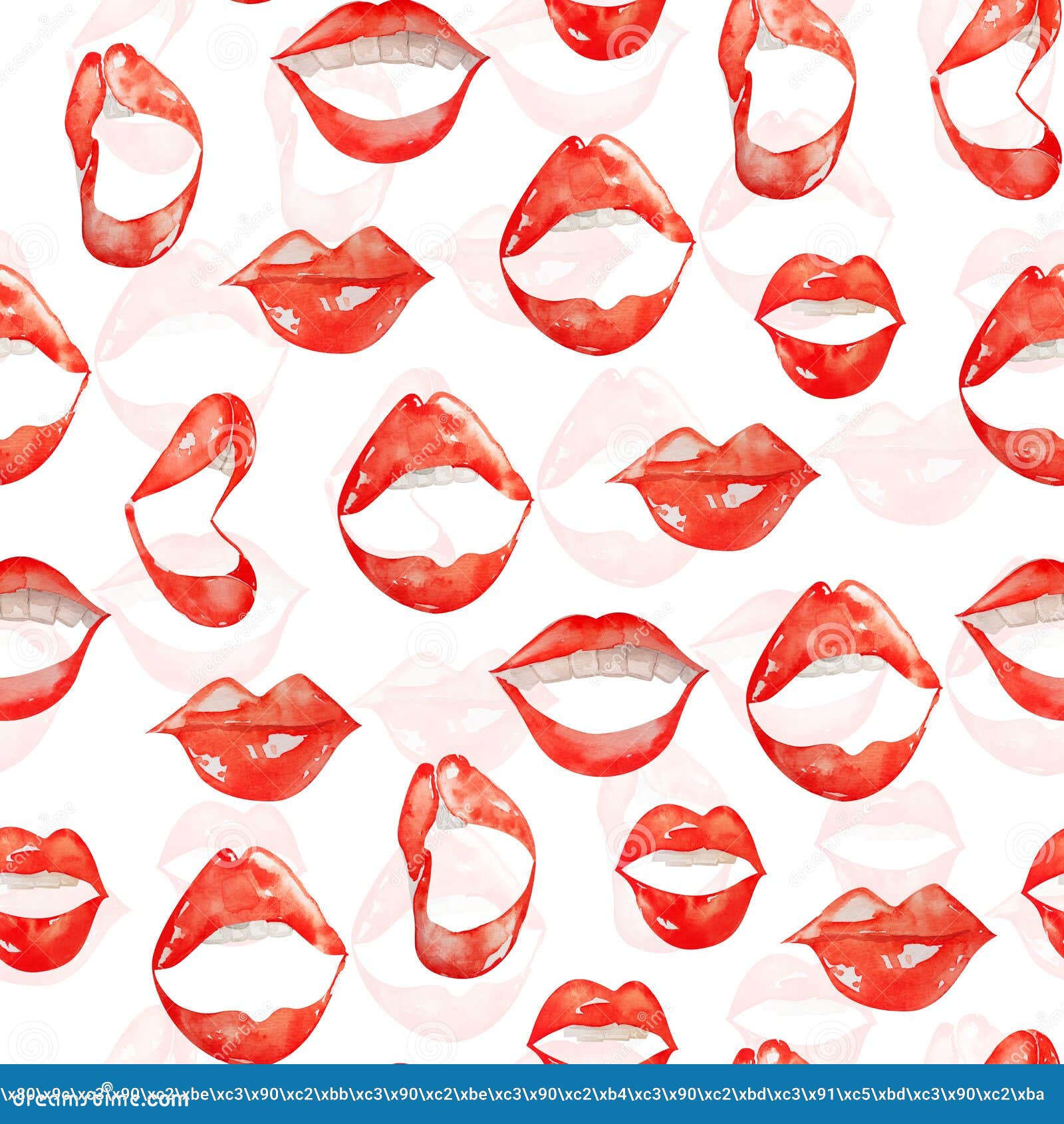 Red Lips Dialogue Conversation Speech Watercolor Seamless Pattern Stock ...
