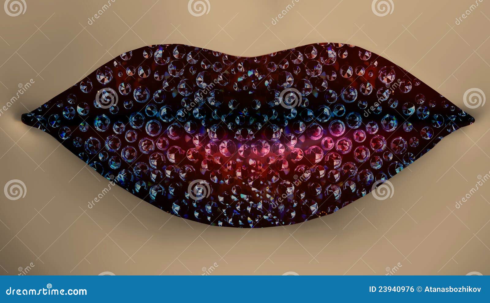 Red lips with diamonds stock illustration. Illustration of desire ...