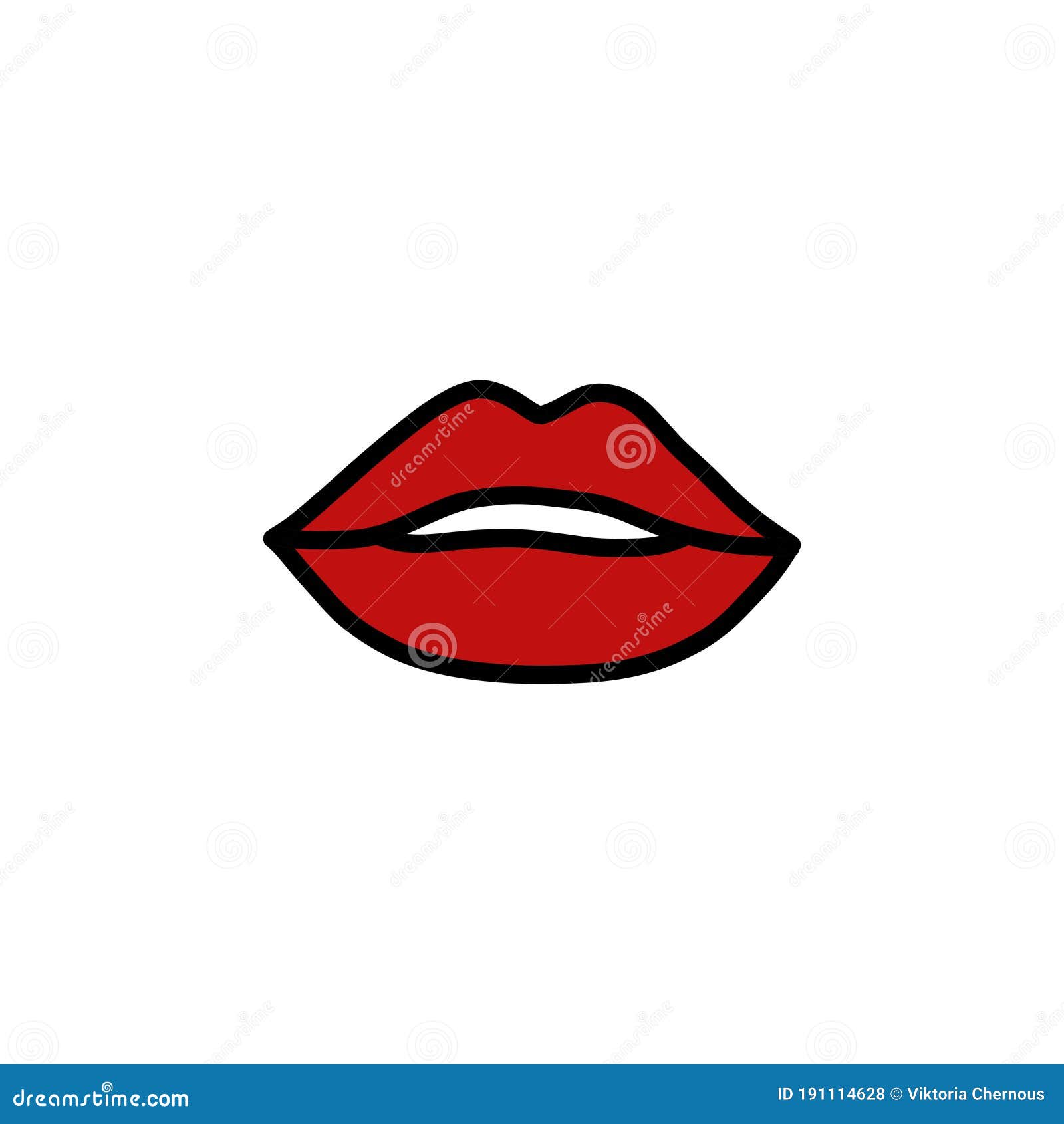Red Lips Doodle Icon, Vector Colour Illustration Stock Illustration ...