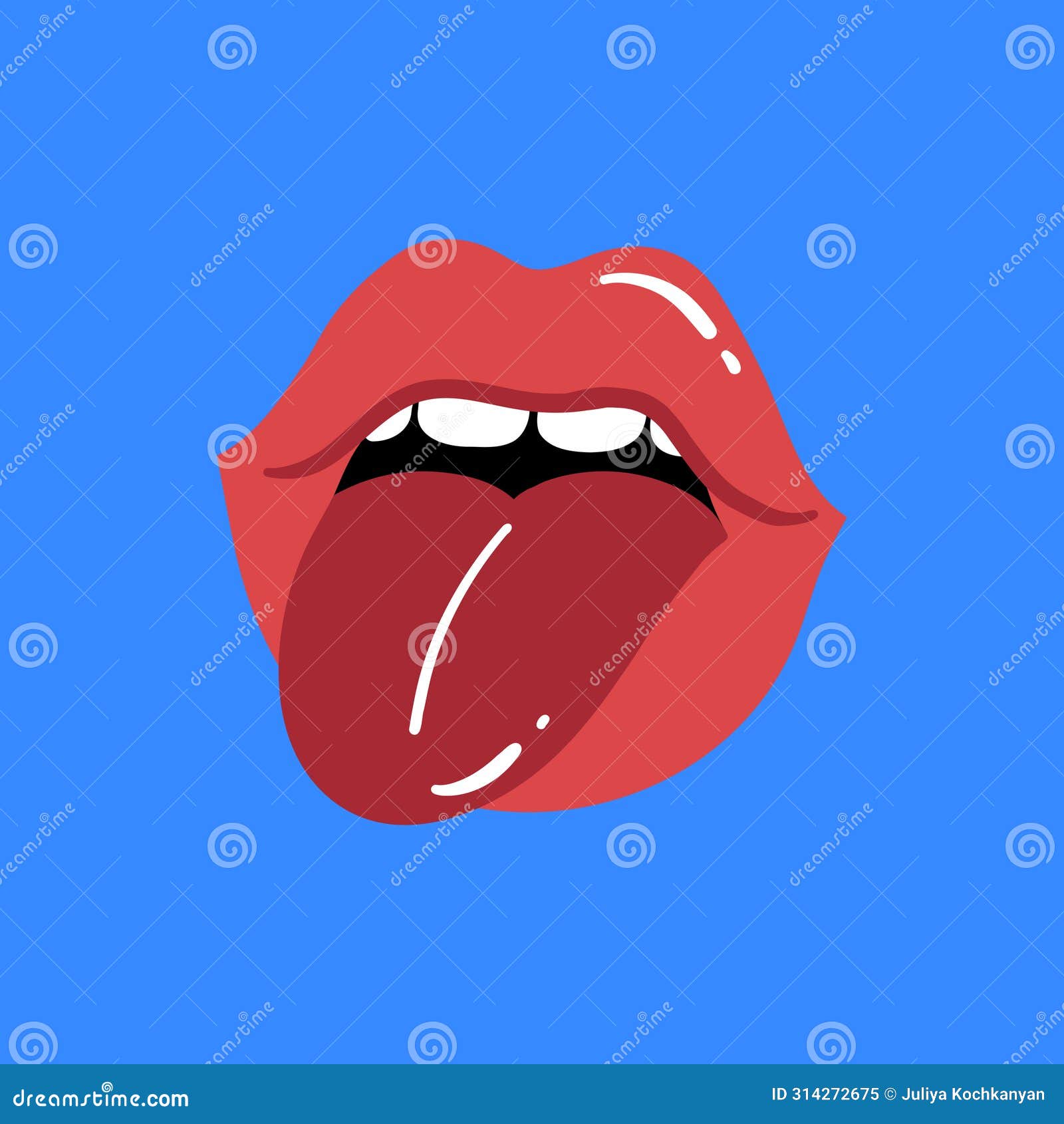 Red Lips Doodle Modern Hand Drawn Print Stock Vector - Illustration of ...