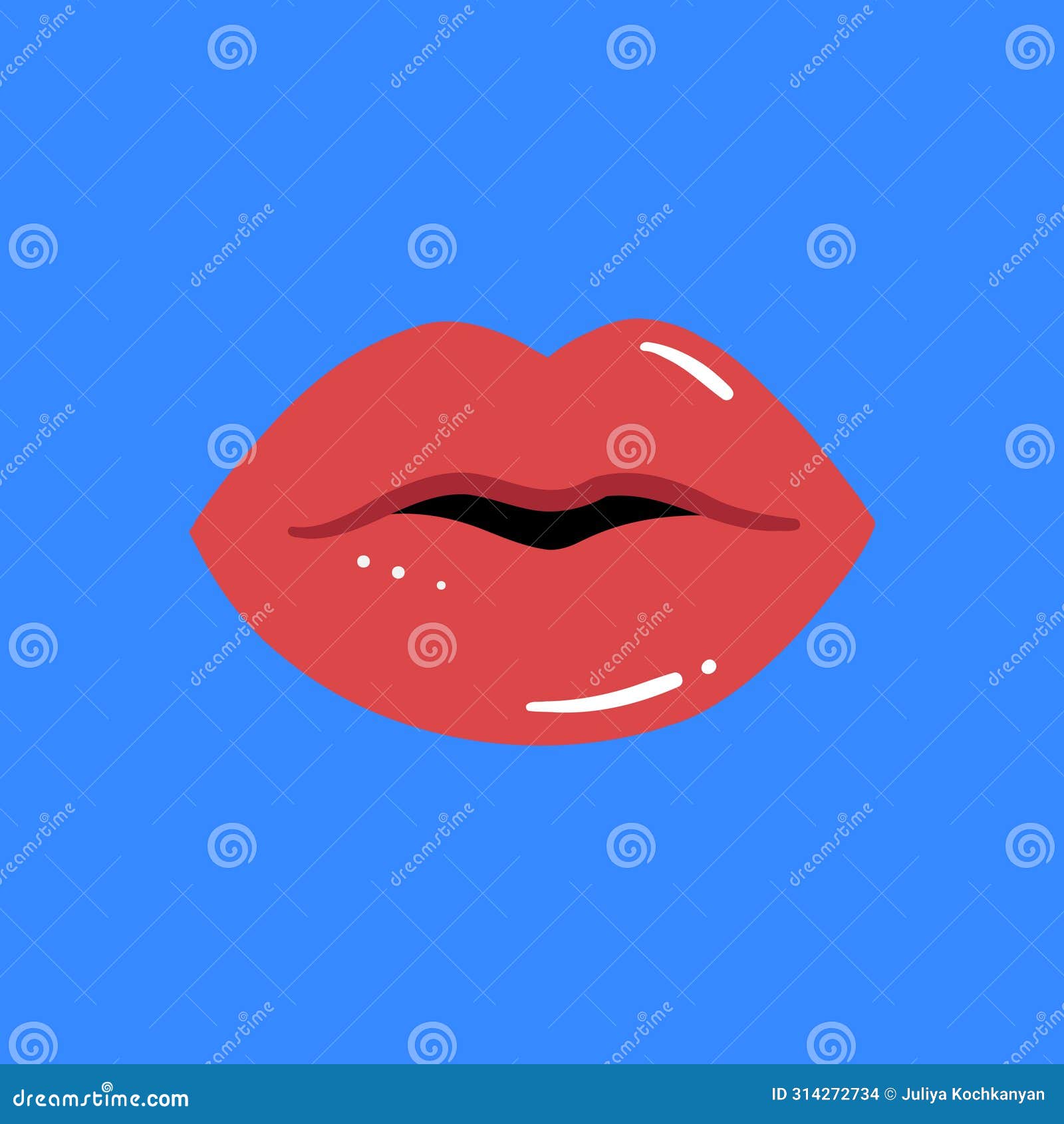 Red Lips Doodle Modern Hand Drawn Print Stock Vector - Illustration of ...