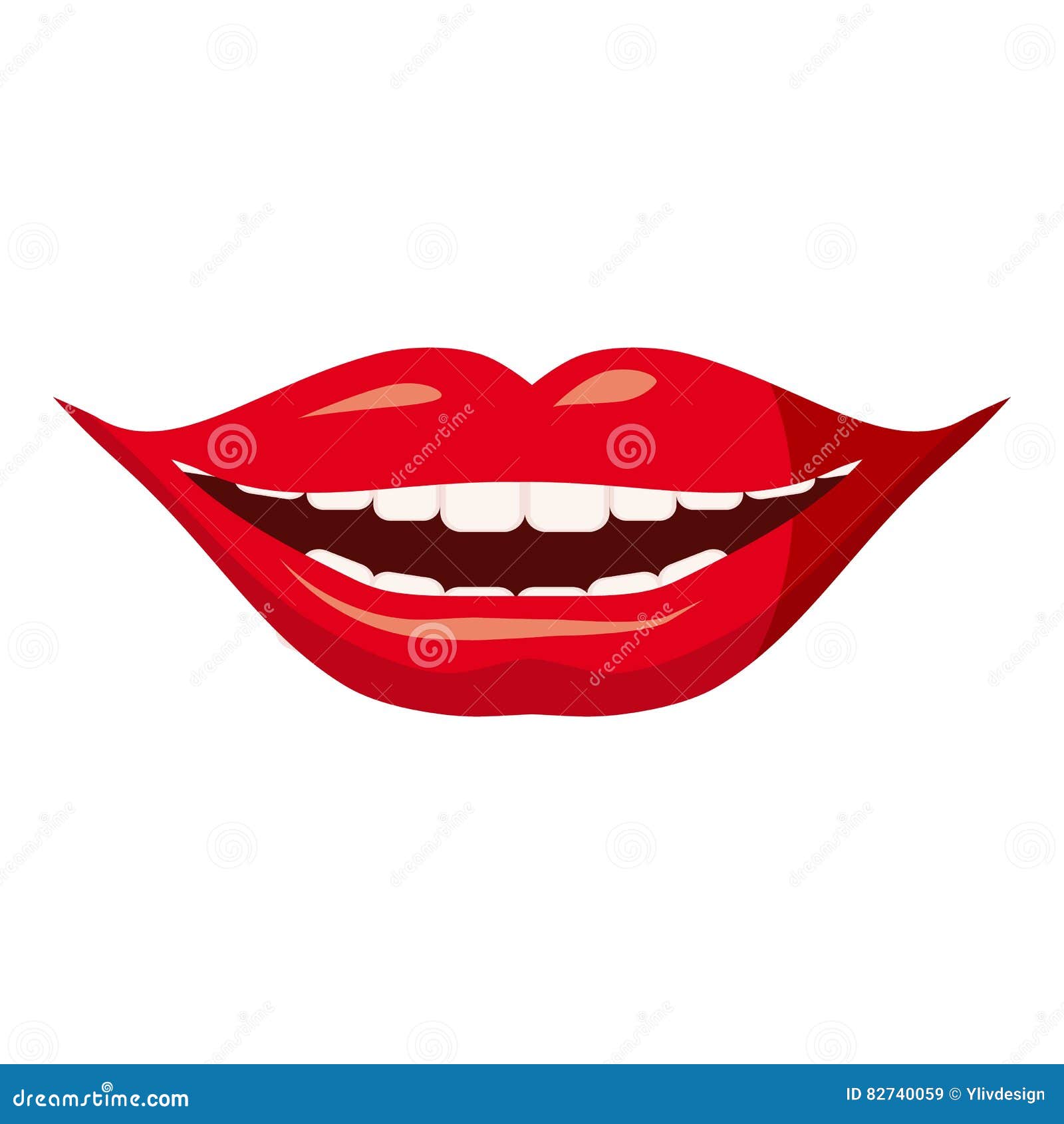 Red Lips Icon, Cartoon Style Stock Vector - Illustration of cosmetic ...