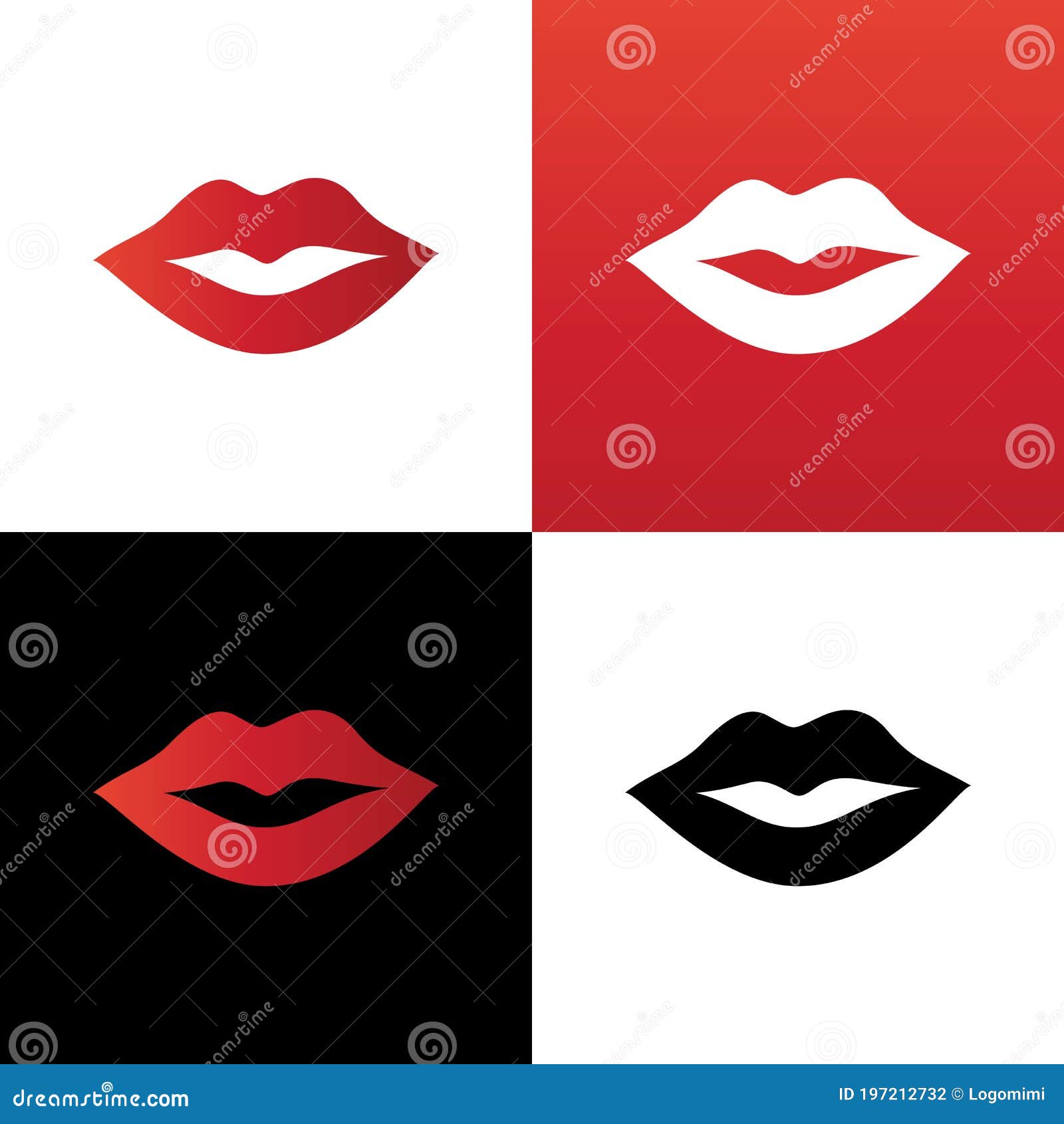 Red Lips Icon Design Template Elements, Lip Silhouette Illustration ...