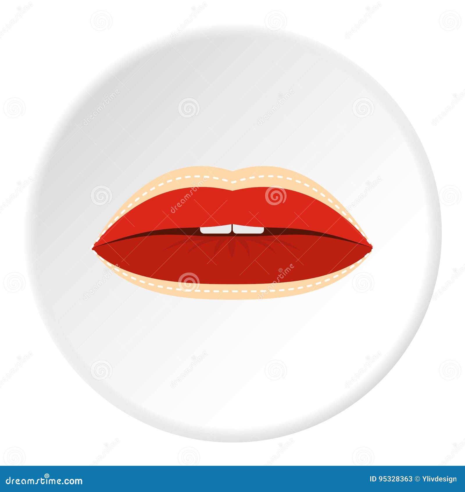 Red Lips with Lines Drawn Around it Icon Circle Stock Vector ...