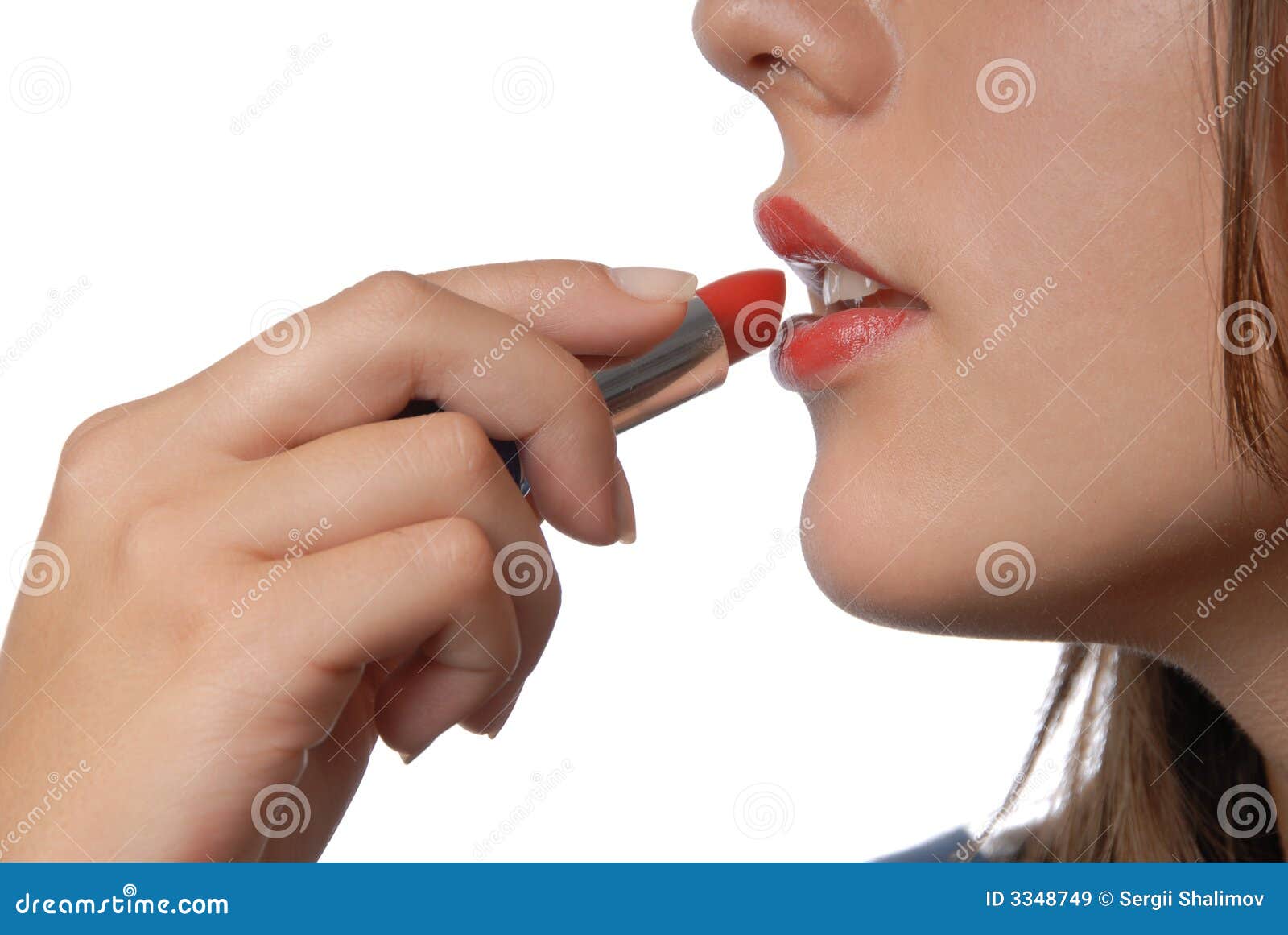 Red lips and the lipstick stock image. Image of paint - 3348749