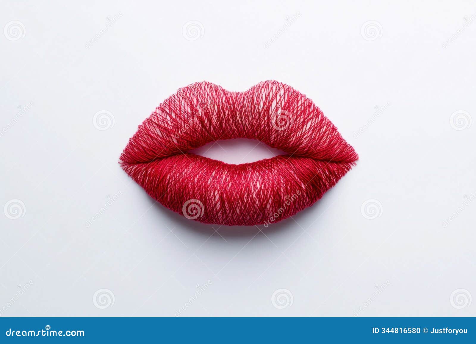Red Lips Made of Thread on White Background Stock Illustration ...