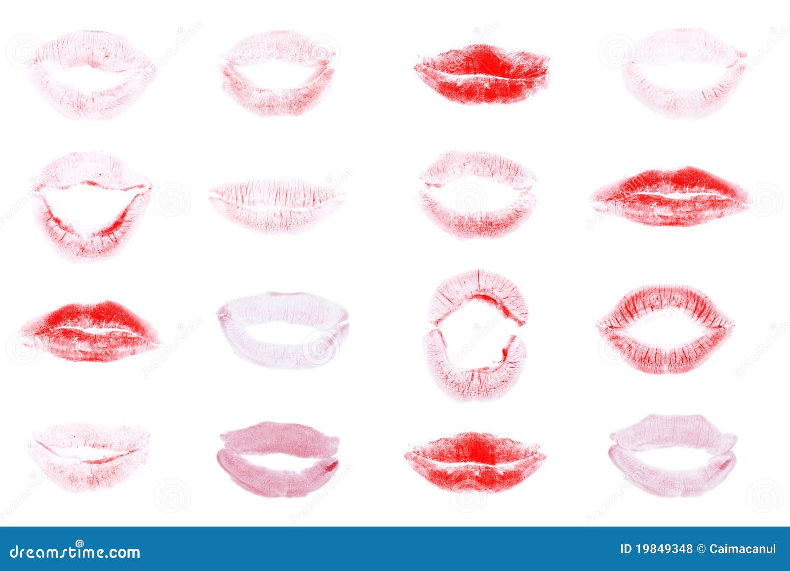 Red Lips Mark, Different Expressions Stock Photo - Image of fashion ...