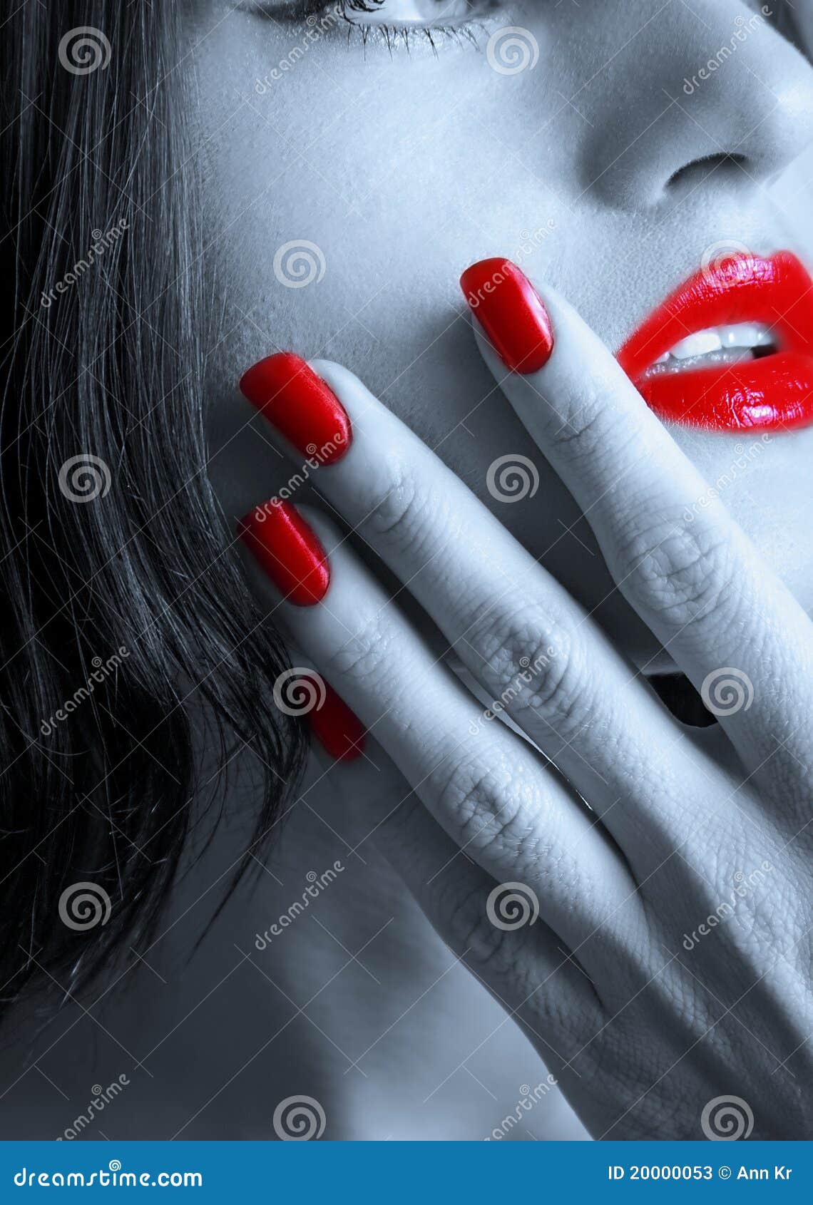 Red lips and nails stock image. Image of lips, cool, hand - 20000053
