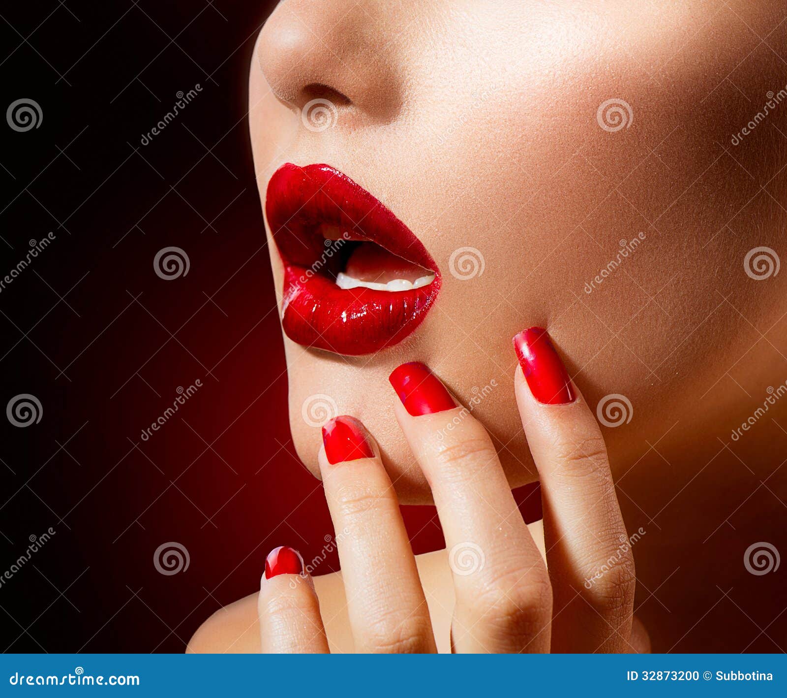 Red Lips and Nails stock photo. Image of beautiful, luxury - 32873200