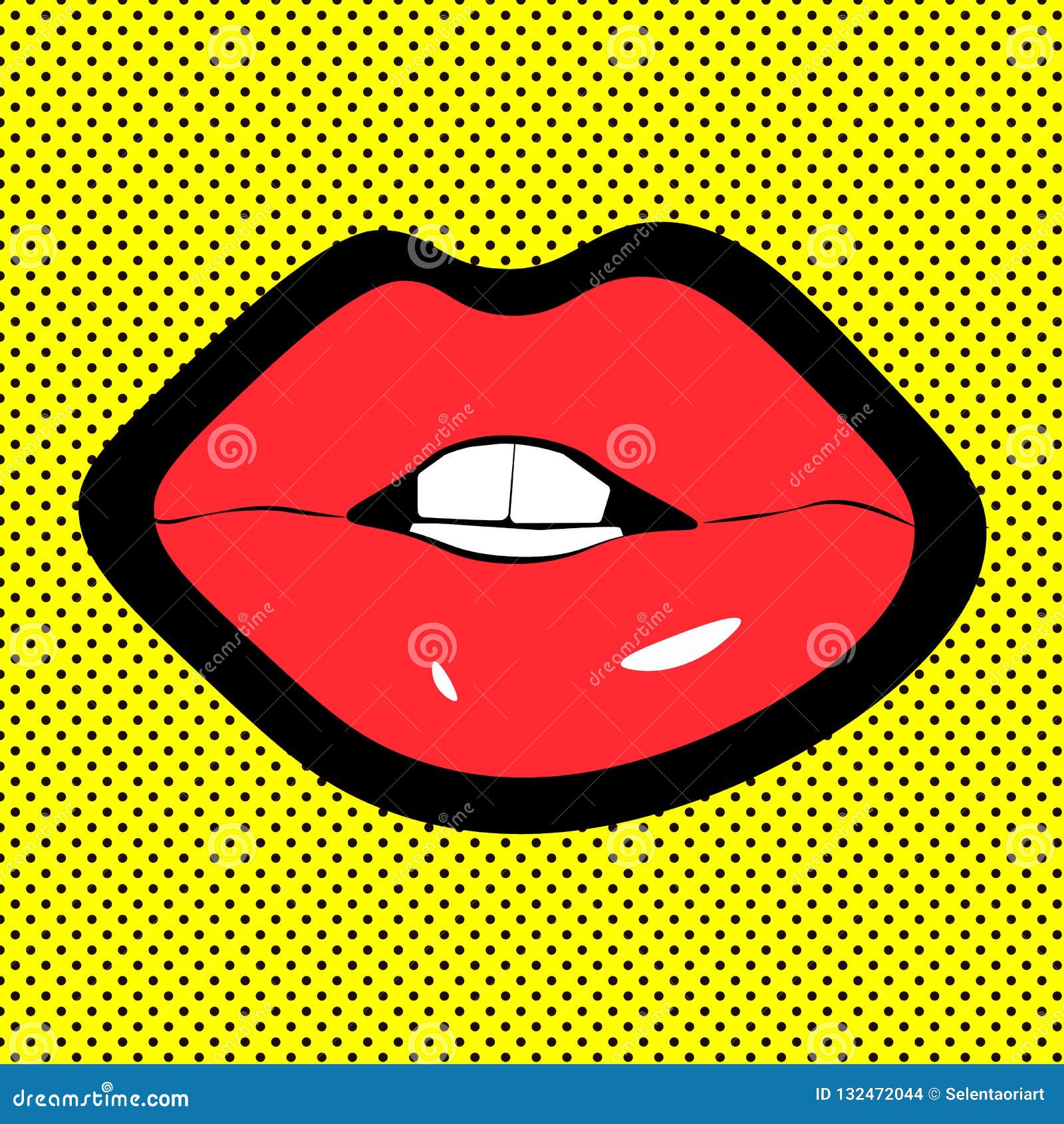 Red lips in pop art stock vector. Illustration of mouth - 132472044
