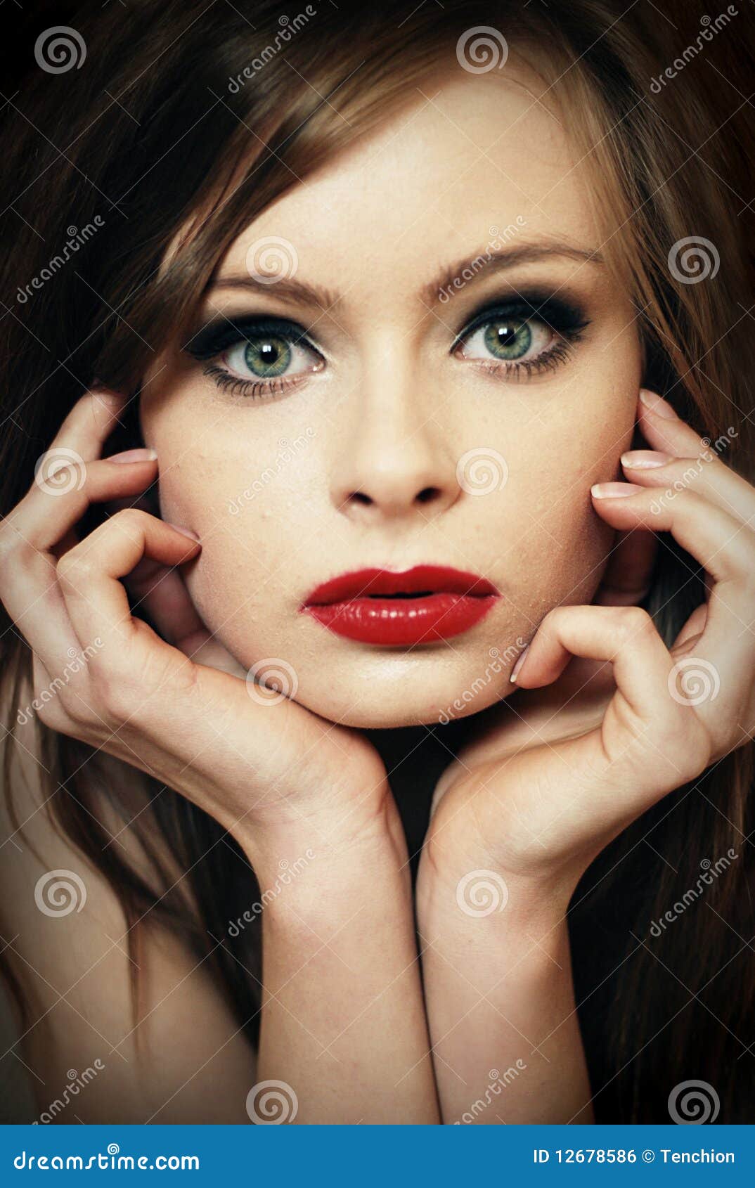 Red lips portrait stock photo. Image of smoky, portrait - 12678586