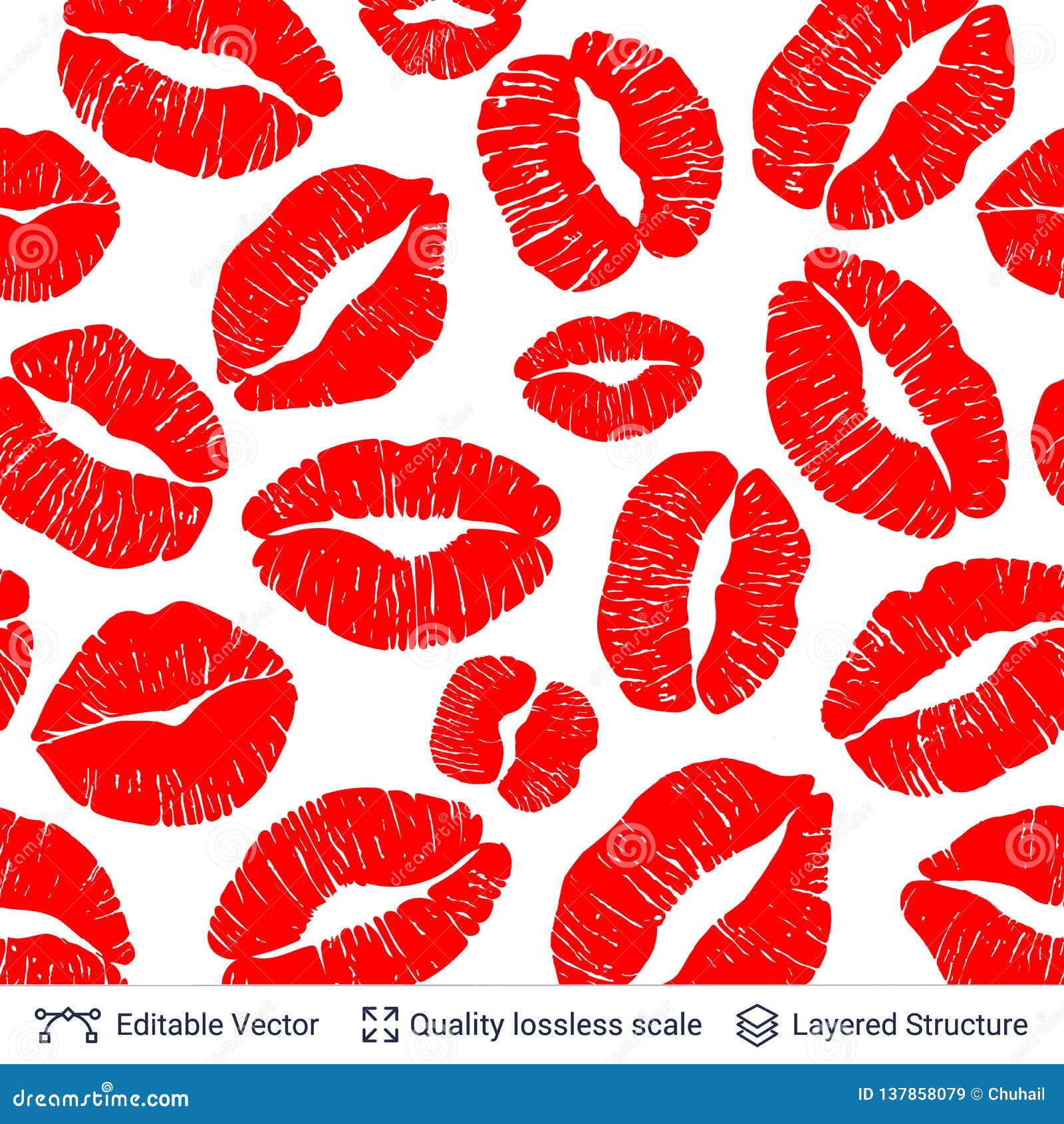 Red Lips Print Isolated on White Background. Stock Vector ...
