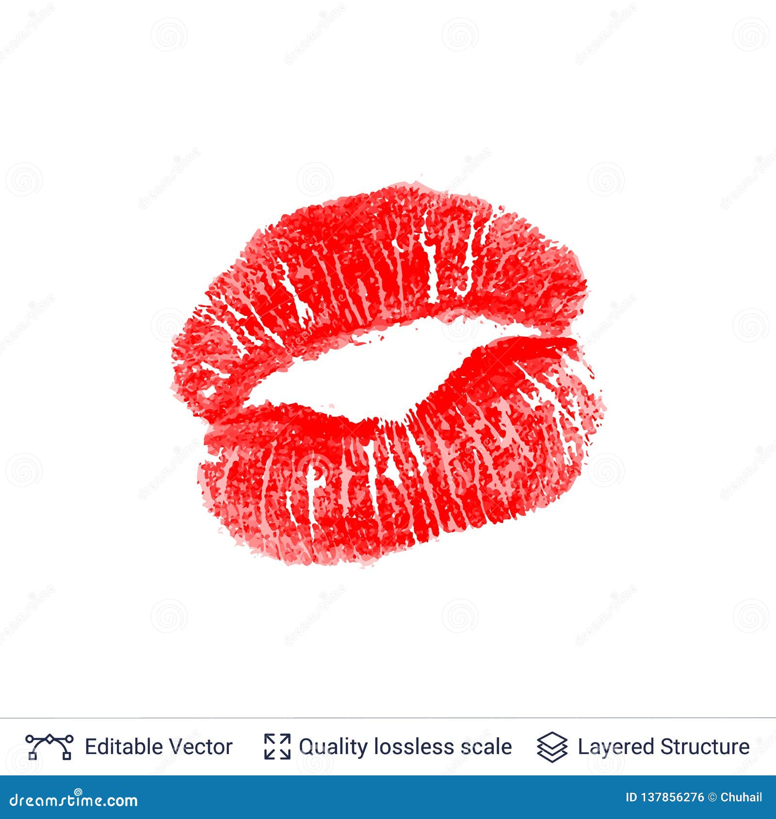 Red Lips Print on White Background. Stock Vector - Illustration of ...