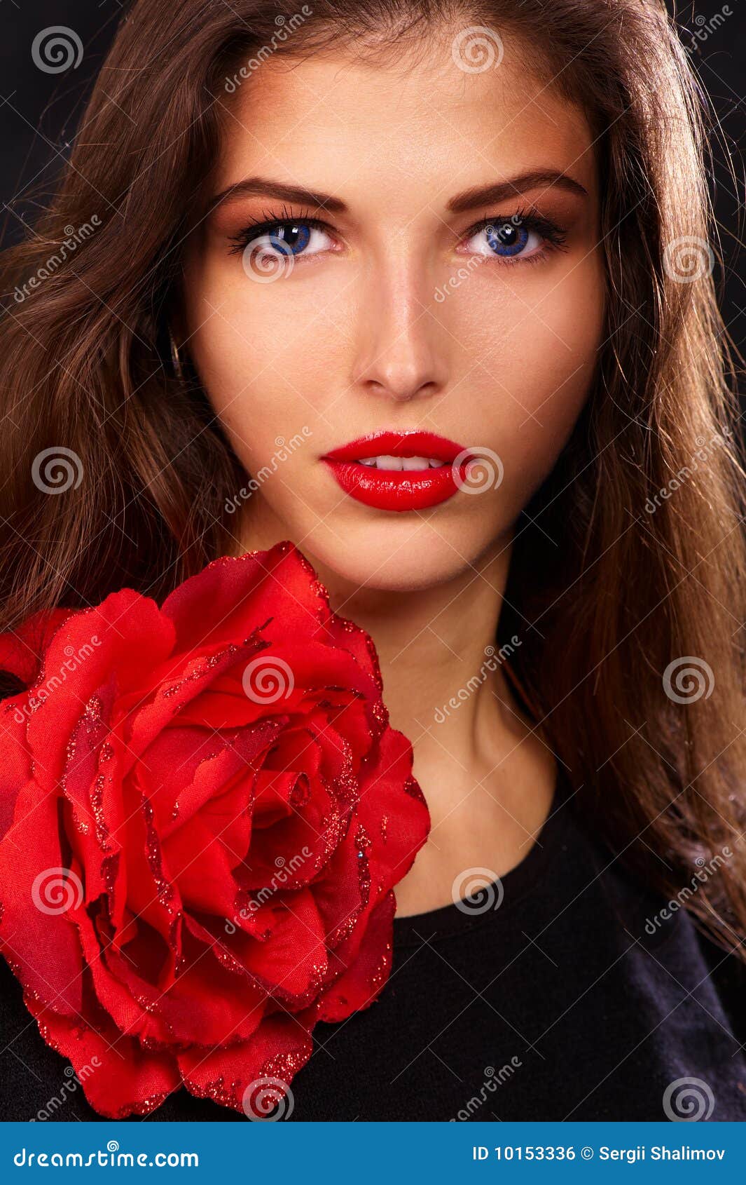 Red lips and red rose stock photo. Image of beautiful - 10153336