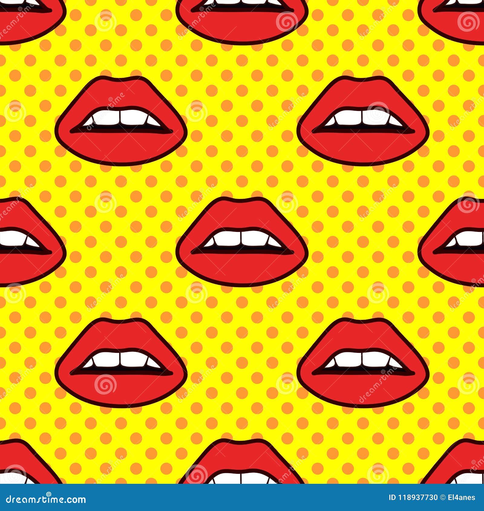 Lips pop art stock vector. Illustration of repeat, seamless - 118937730