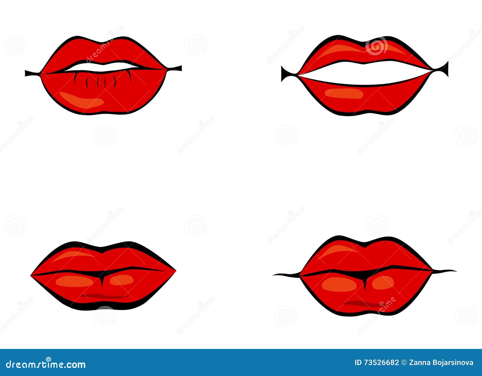 Red lips set stock vector. Illustration of glossy, flat - 73526682