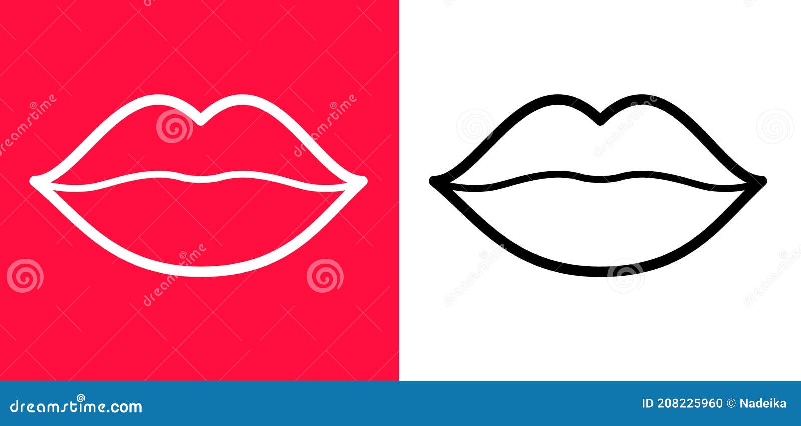 Red lips simple icon stock vector. Illustration of makeup - 208225960