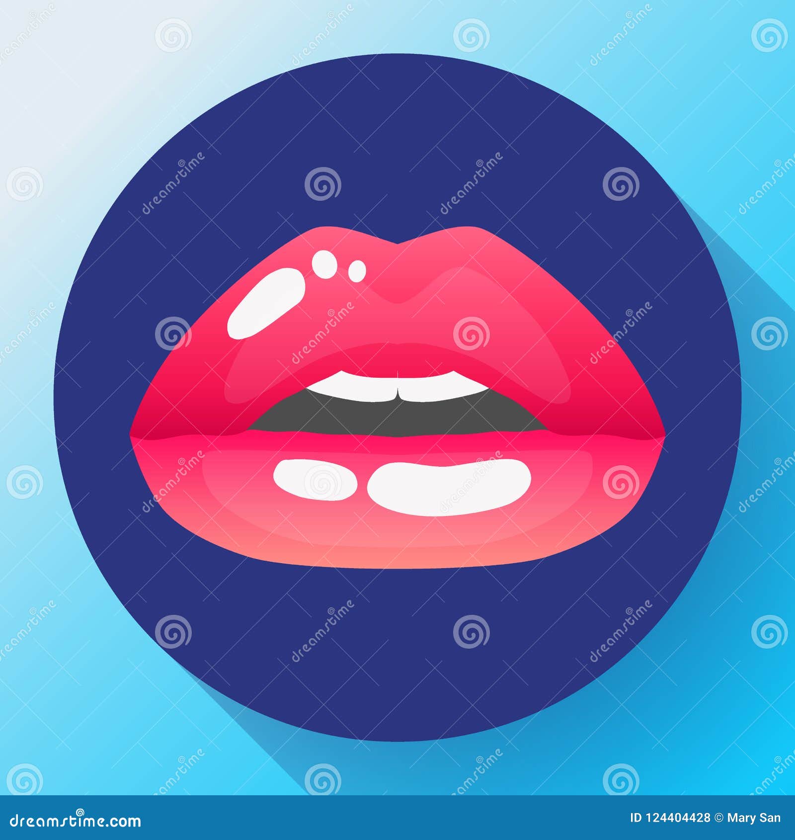 Red Lips Vector Illustration of Womans Lips of Half-open Mouth. Stock ...
