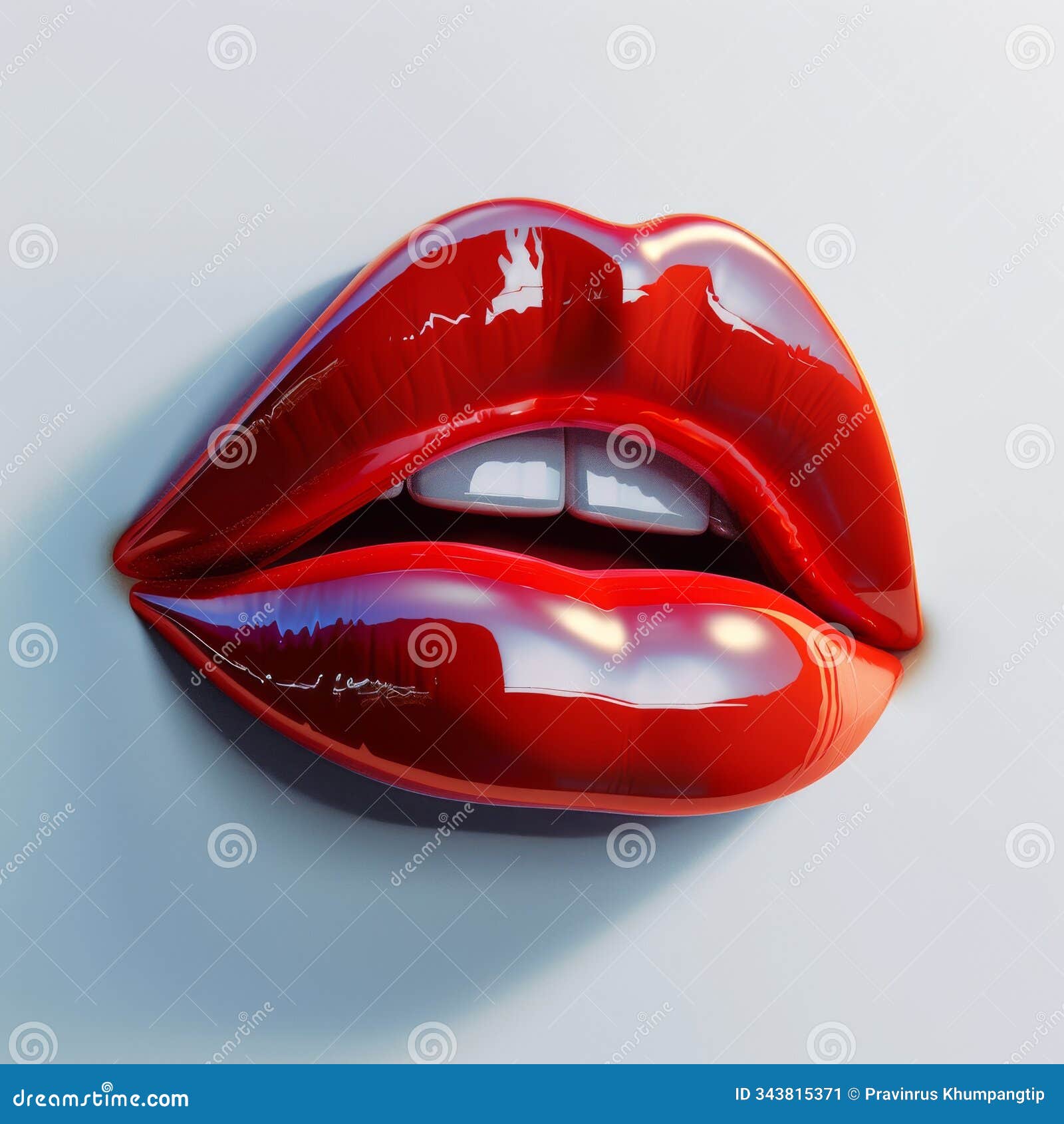 Red Lips White Background 3D Blender Stock Illustration - Illustration ...