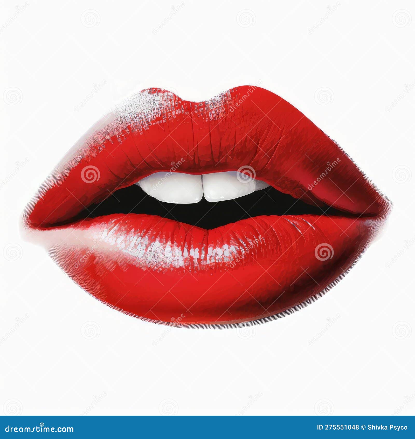 Red Lips on White Background Image Generative AI Stock Illustration ...