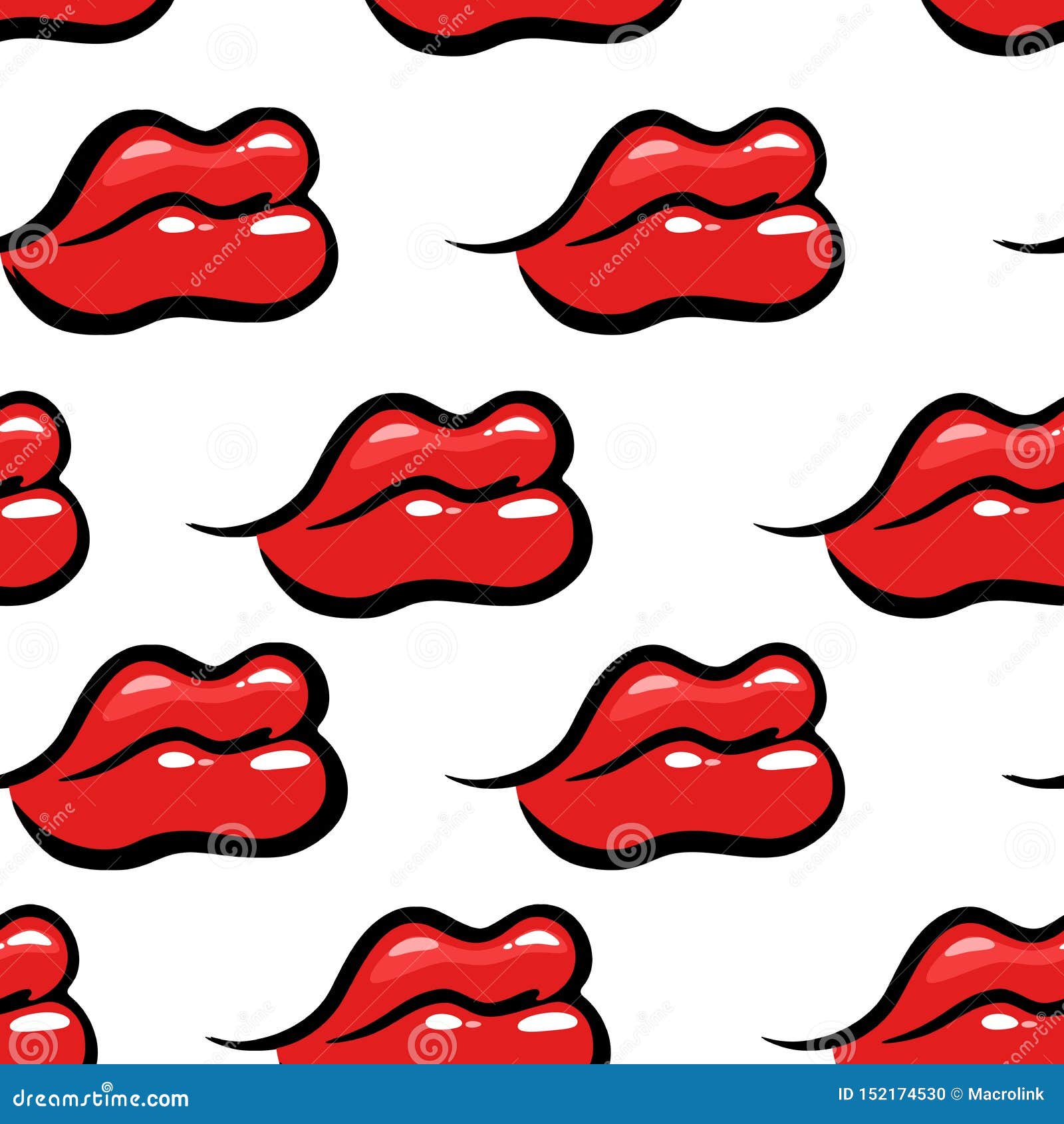 Red Lips on White Background - Vector Seamless Pattern. Stock Vector ...