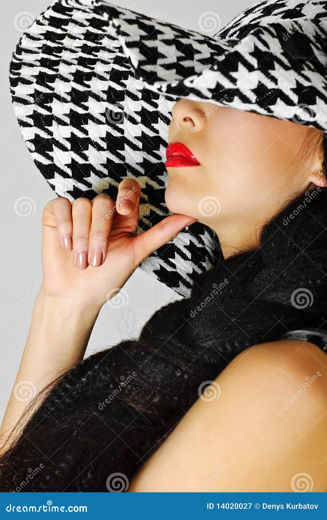 Red Lips and White Black Hat Stock Image - Image of vogue, seductive ...
