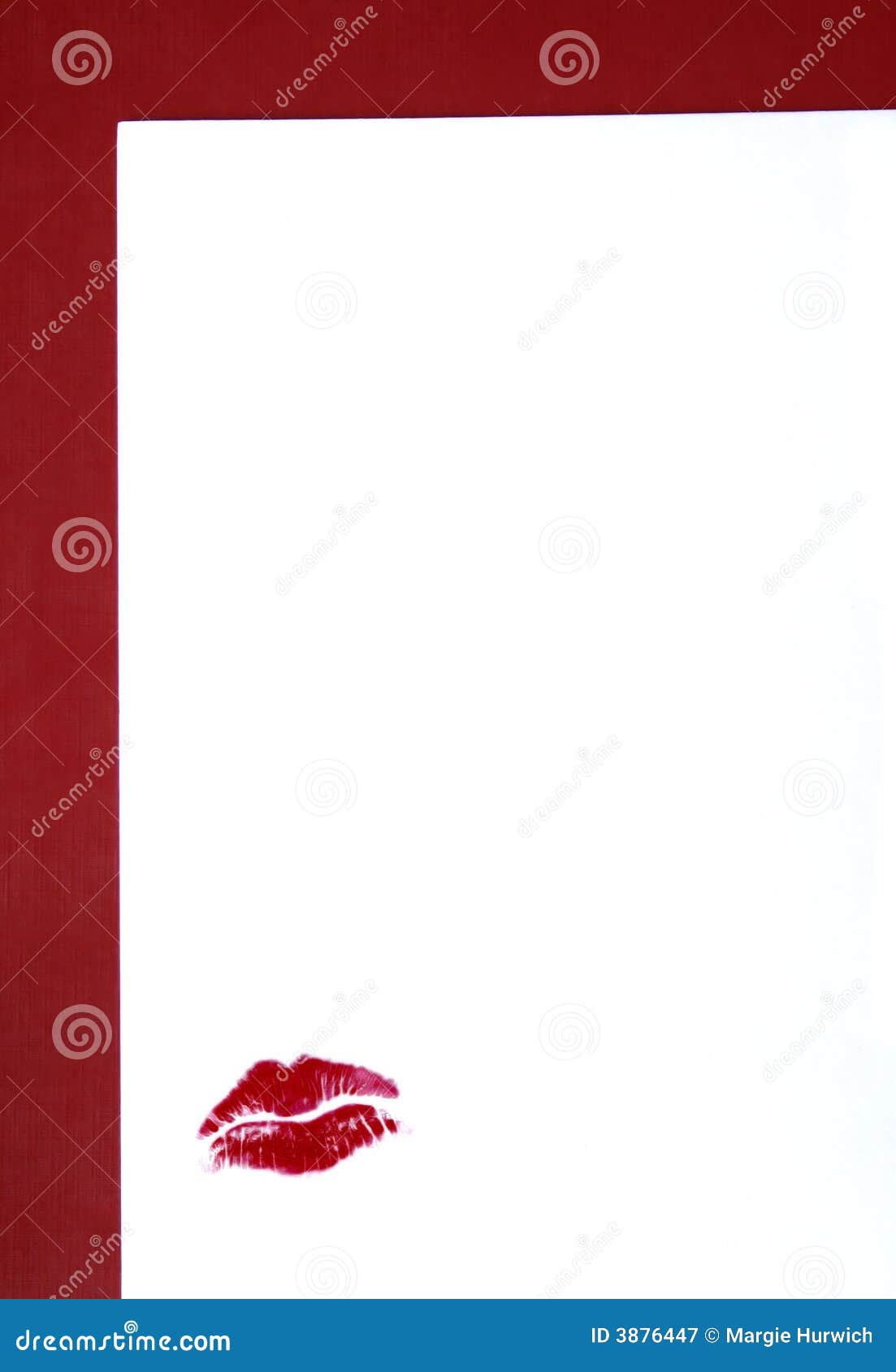 Red lips on white paper stock image. Image of pucker, paper - 3876447