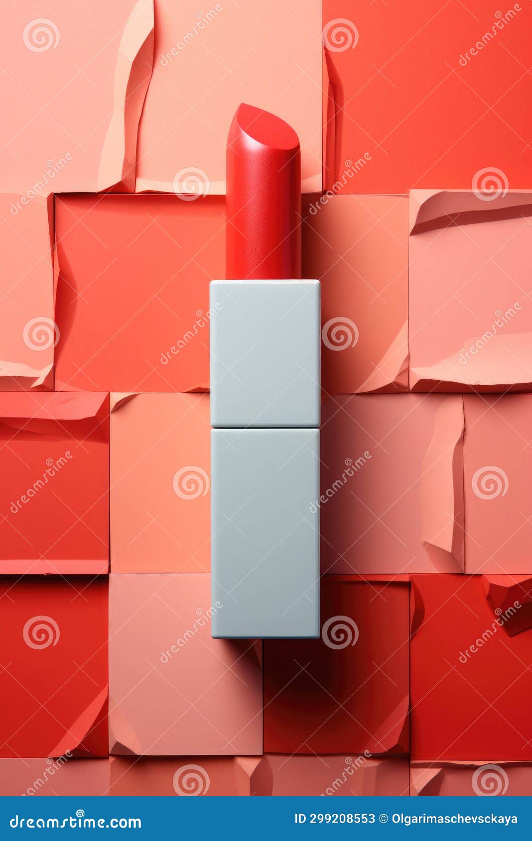 Red Lipstick on an Abstract Background of Textures of Different Colors ...