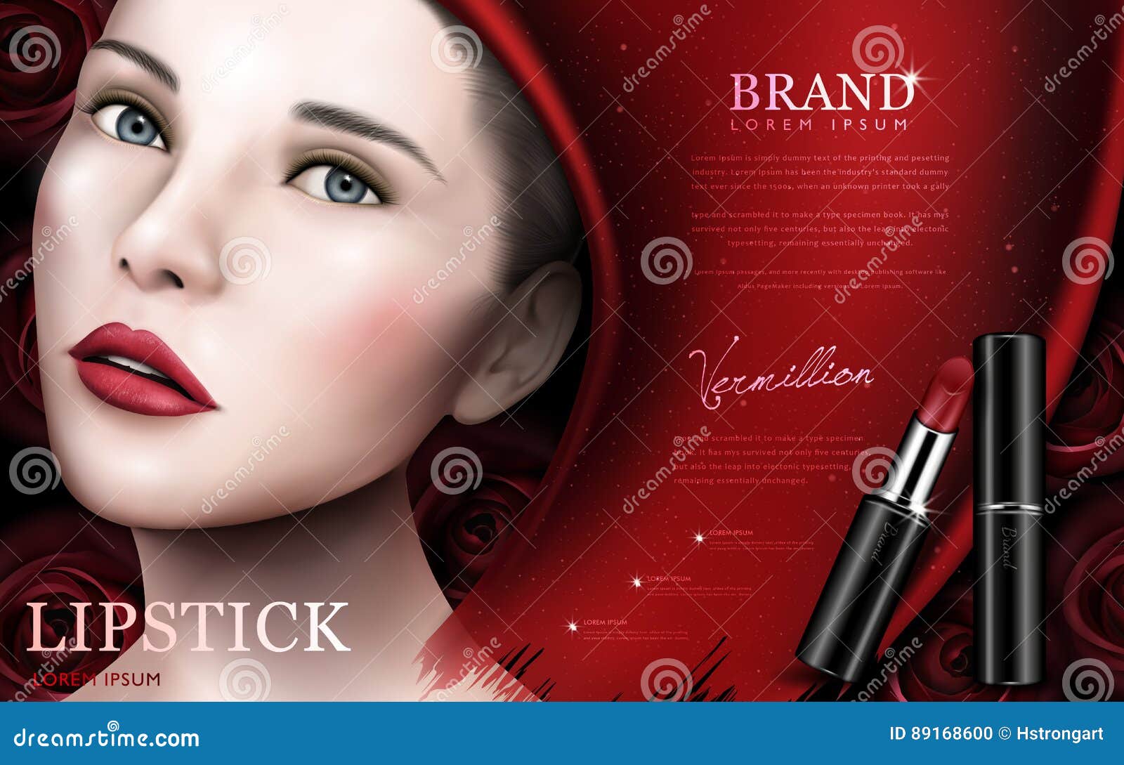 Red lipstick ad stock vector. Illustration of lorem, cosmetic - 89168600