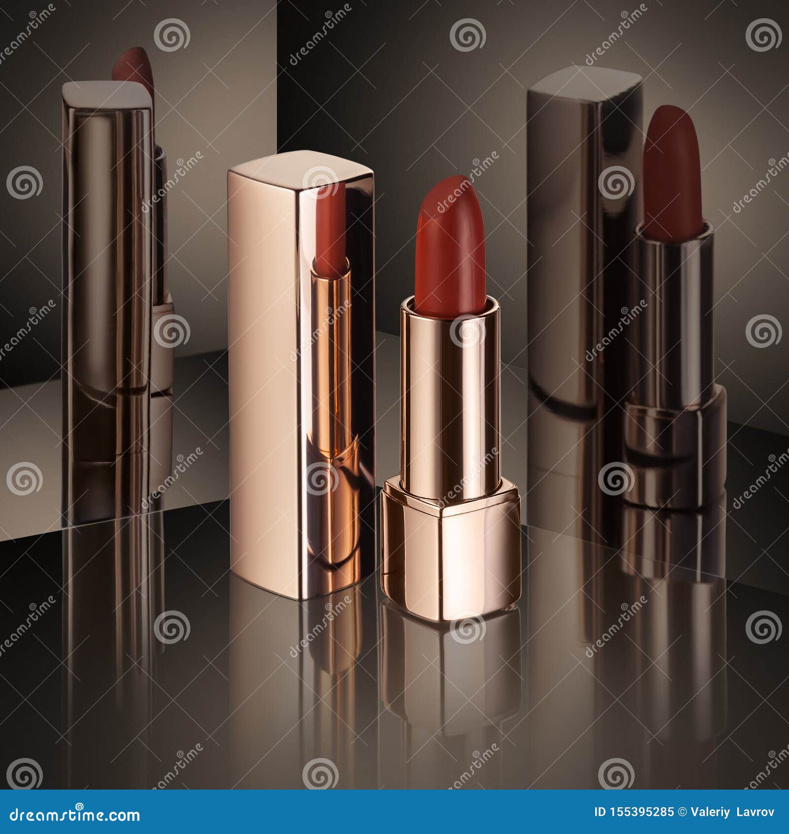 Red Lipstick in a Gold Case Stock Image - Image of studio, product ...