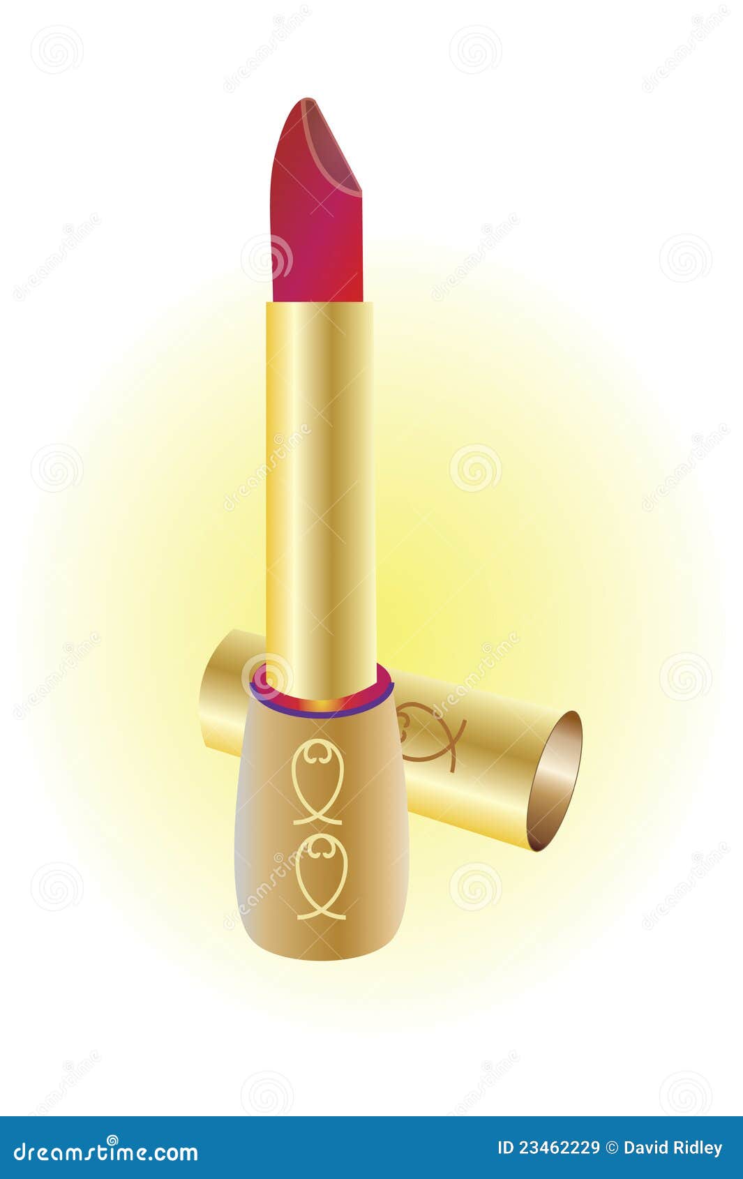 Red Lipstick in Patterned Gold Case Stock Illustration - Illustration ...