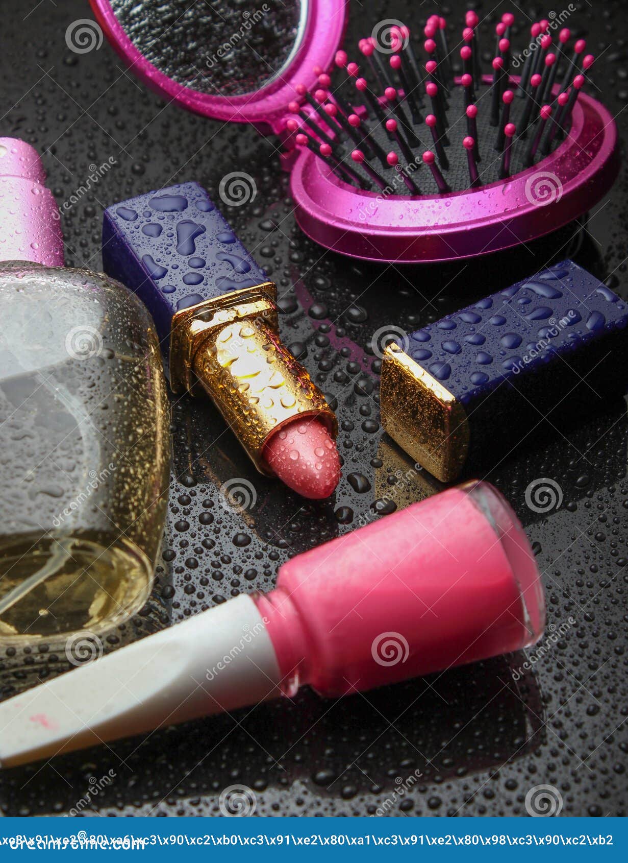 Red Lipstick Perfume Bottle Nail Polish Stock Image Image Of Color