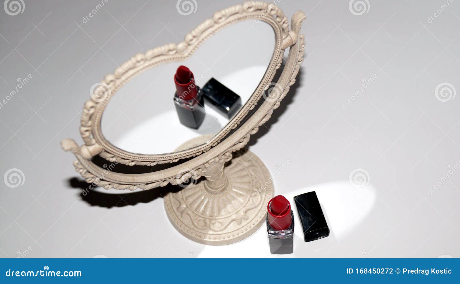 Red Lipstick with Reflection in the Mirror Stock Photo - Image of ...