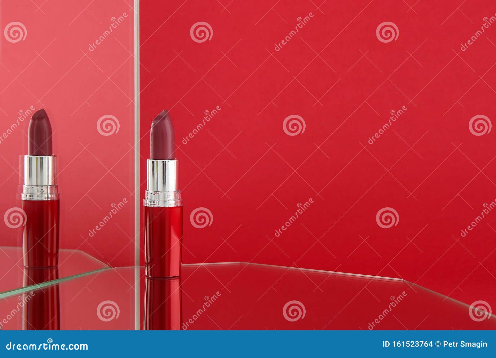 Red Lipstick with Reflection in the Mirrors Stock Photo - Image of lips ...