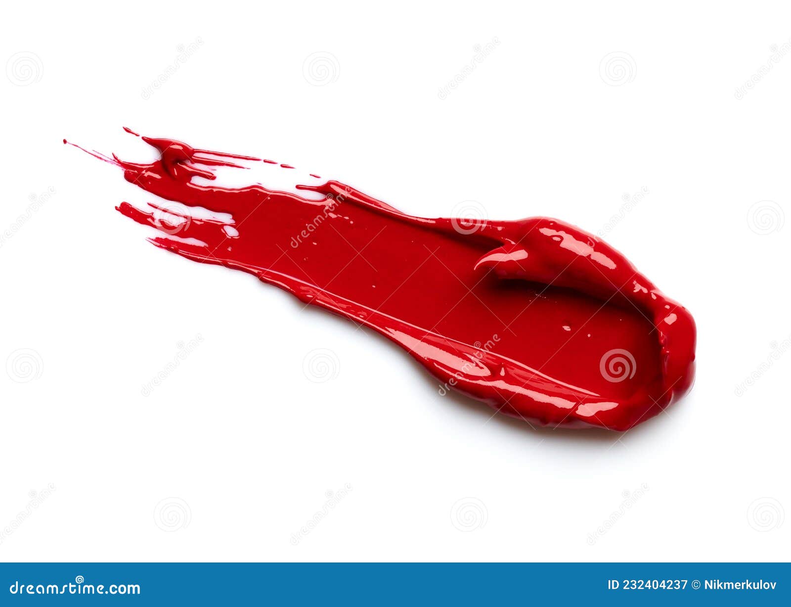 Red Lipstick Smear Smudge Swatch Isolated On White Background. Cosmetic ...