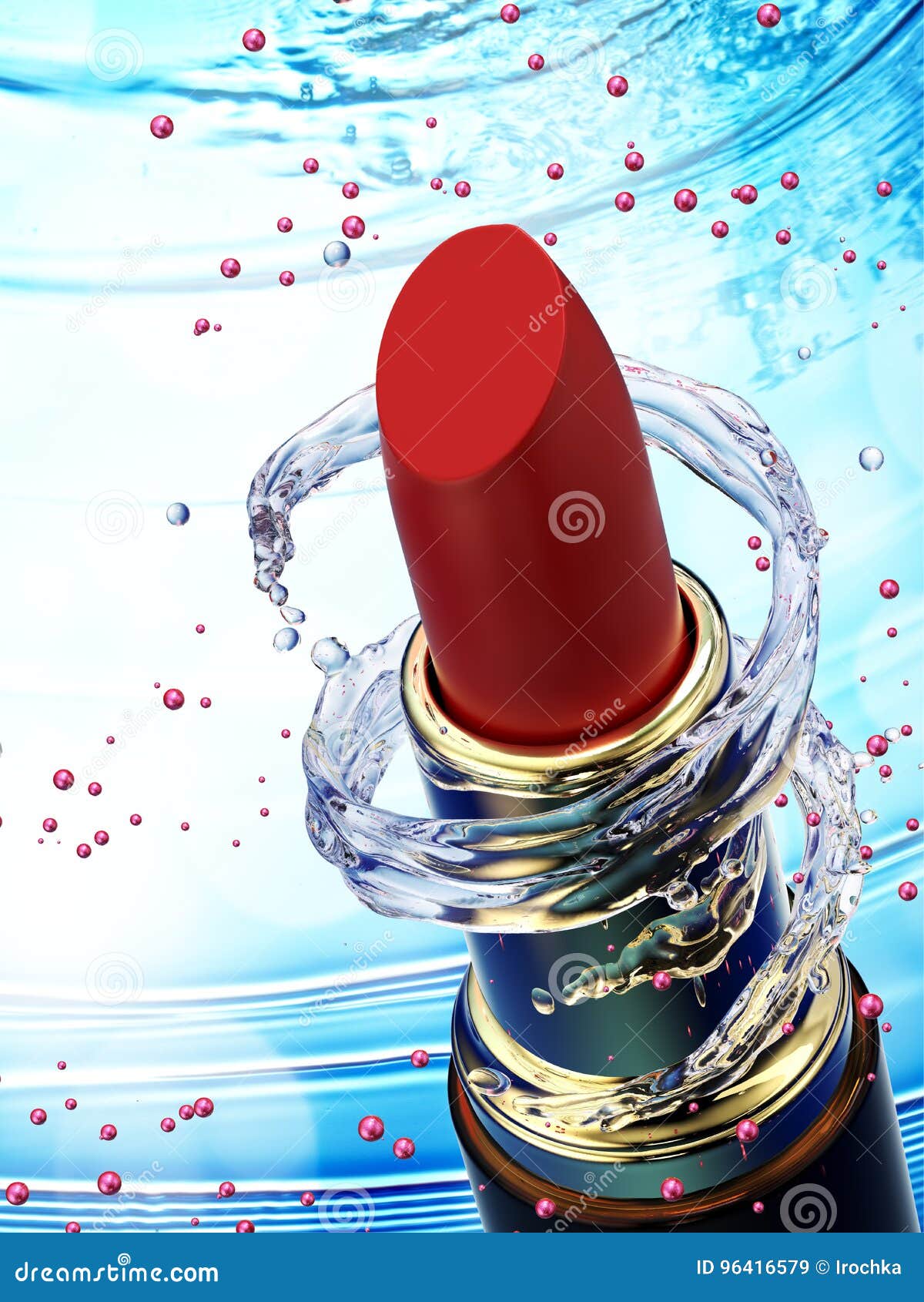 Red Lipstick in Water Splash Stock Illustration - Illustration of ...