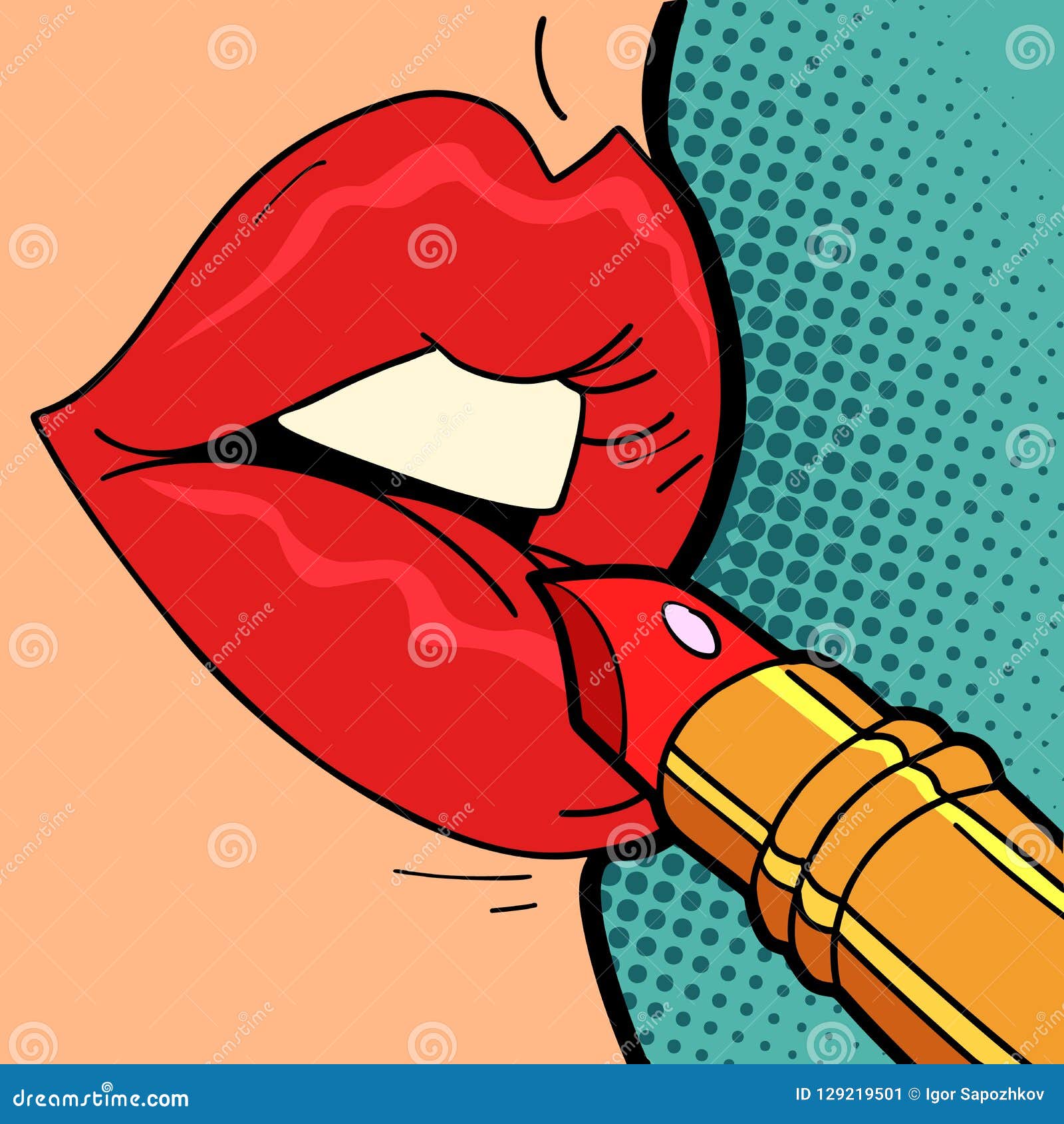 Red Lipstick Woman Lip Makeup Stock Vector Illustration Of Detail