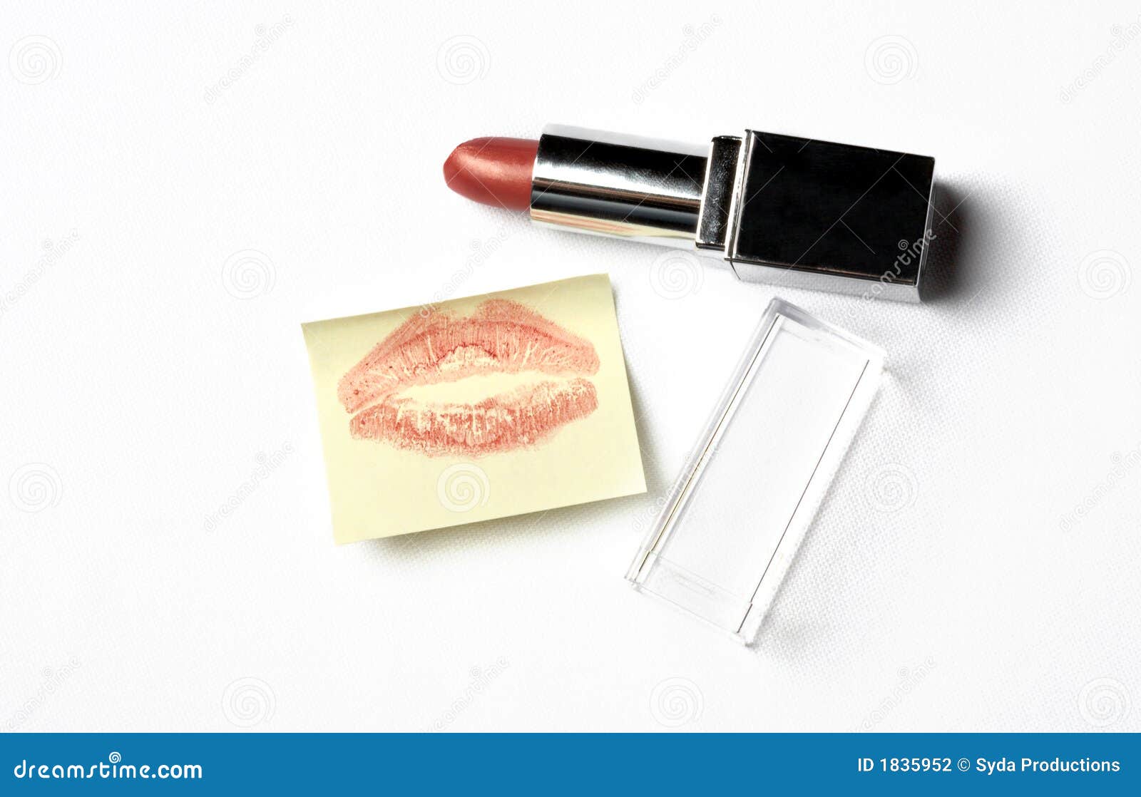 Red Lipstick and Yellow Sticker Note with Kiss Stock Photo - Image of ...