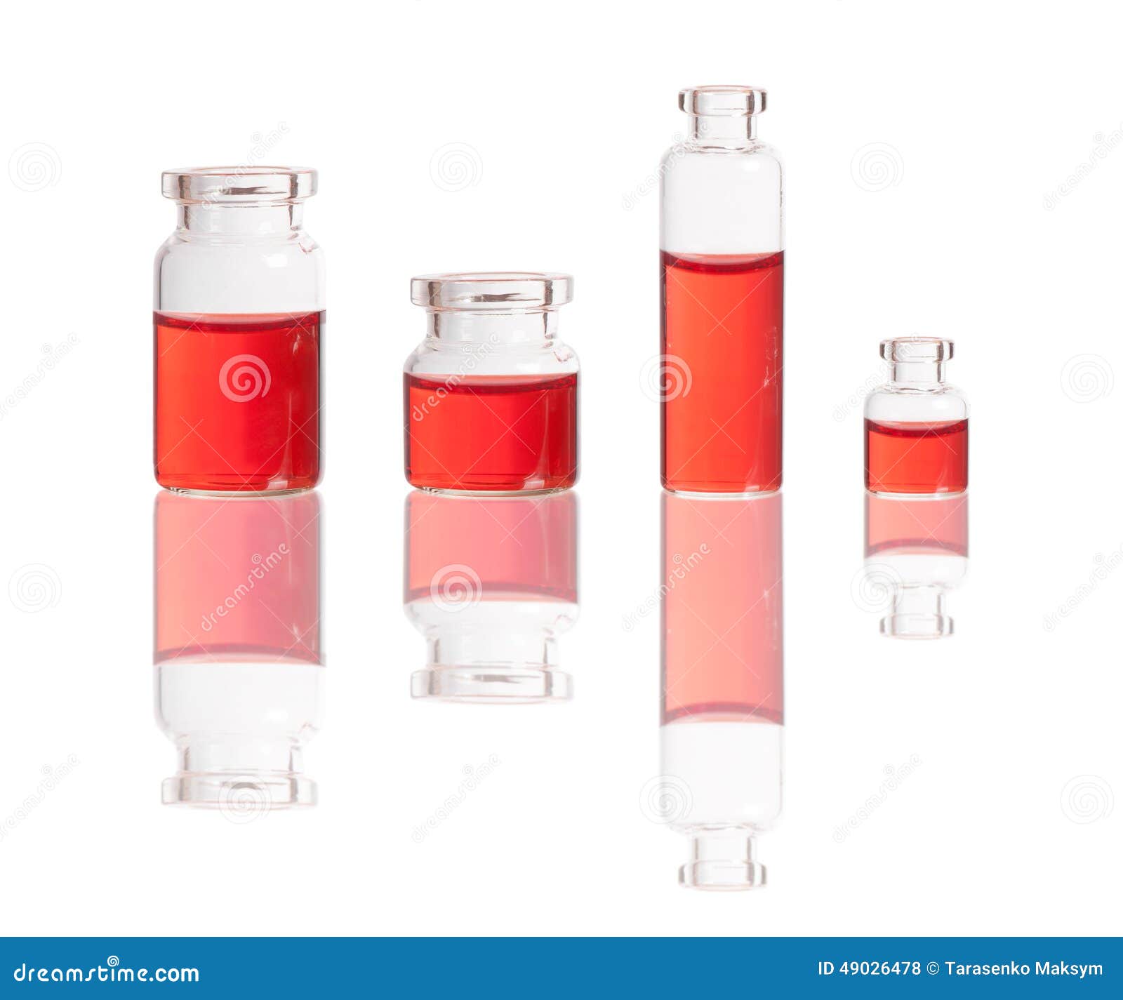 Red Liquid in Bottles Isolated on White Stock Photo - Image of ...