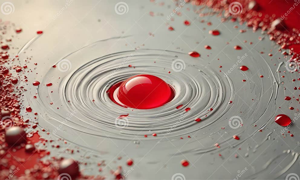 Red Liquid Droplet is Captured in Motion, Creating Dynamic and Swirling ...