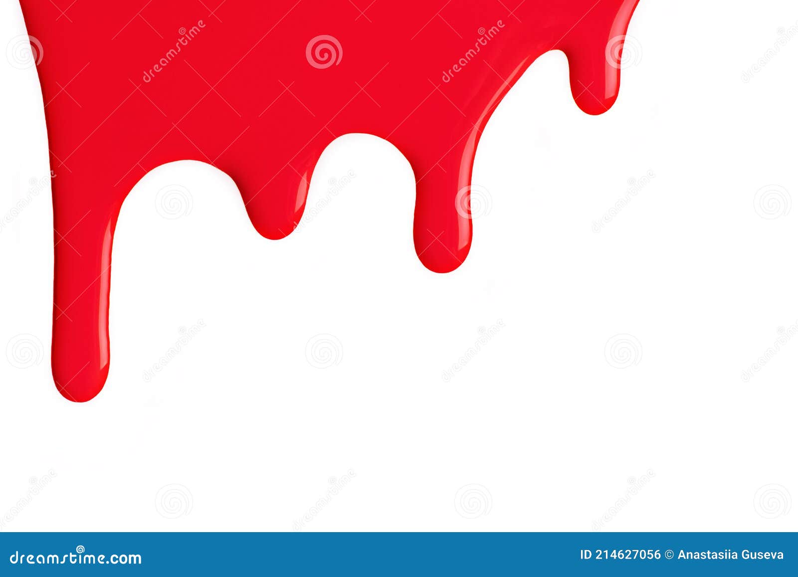 Red Liquid Drops Of Paint Color Flow Down Isolated White Background ...