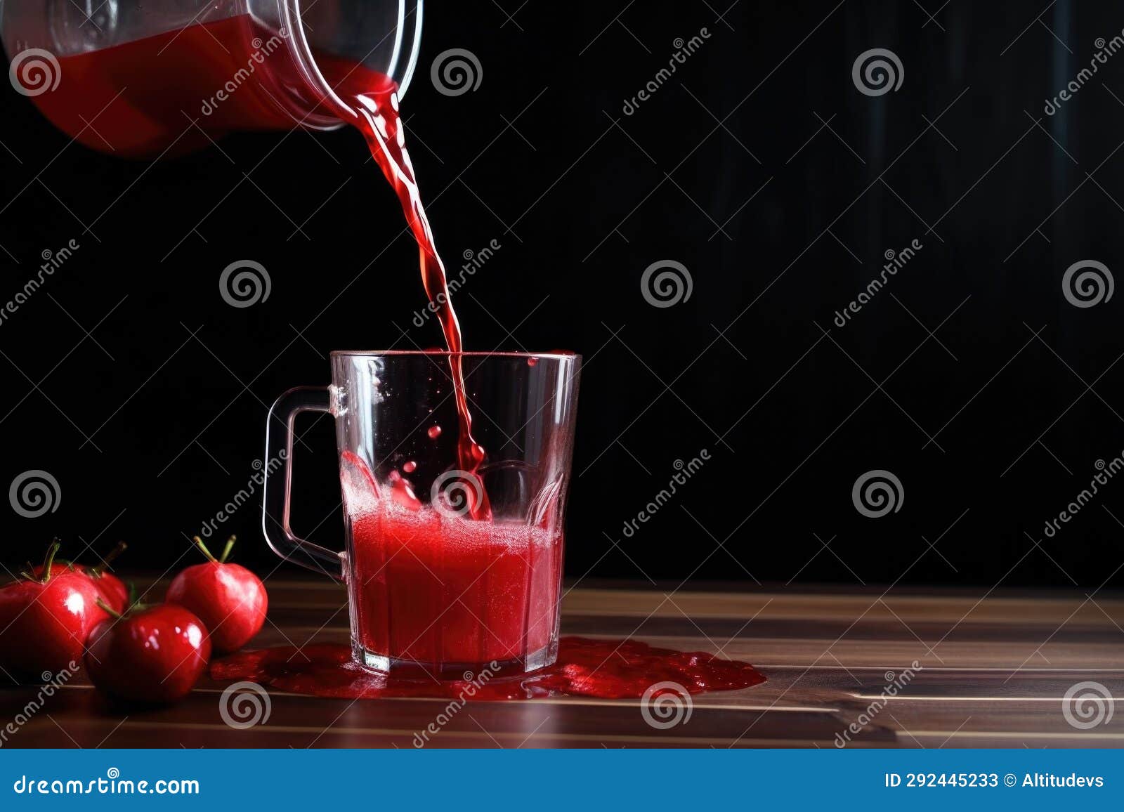 Red Liquid Falling from a Juicer into a Glass Jug Stock Image - Image ...