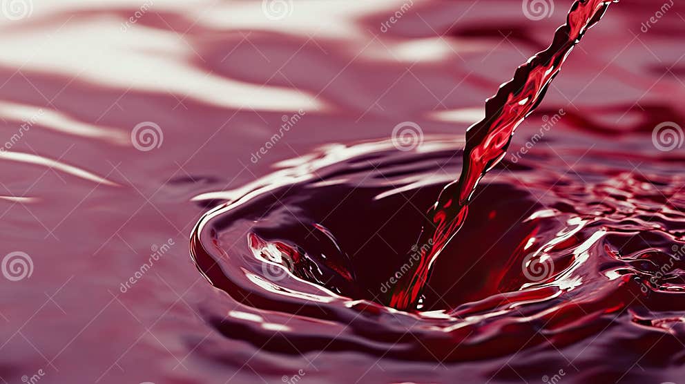 Red Liquid Flowing in Intricate Patterns during Early Morning Light ...