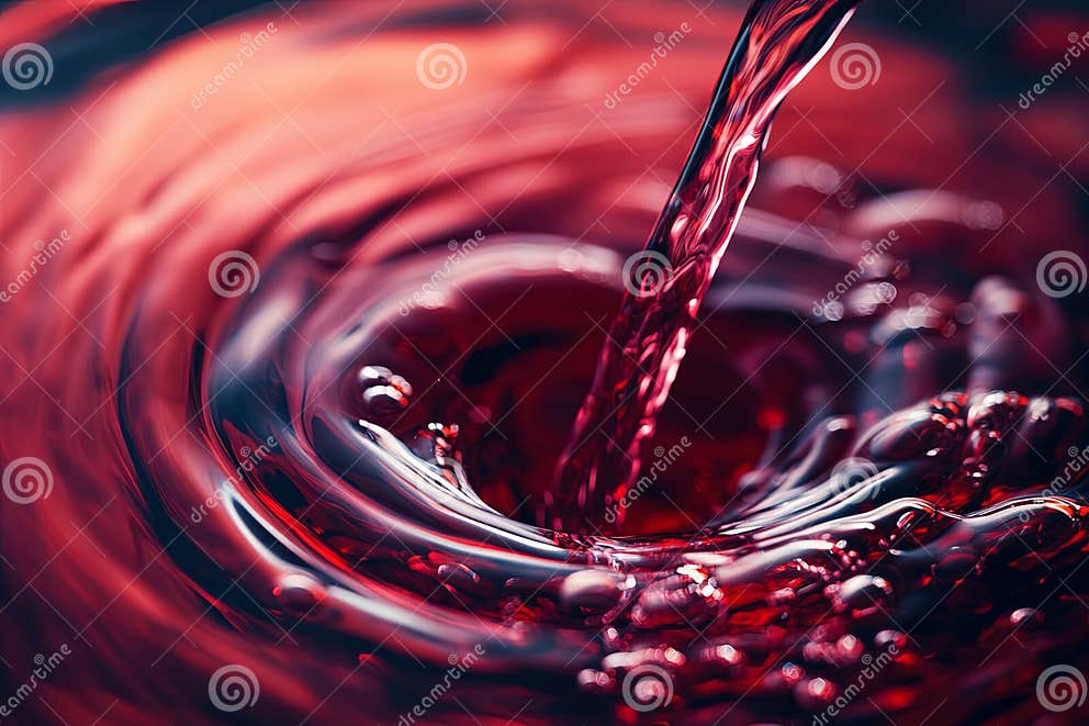 Liquid Red Pouring into a Vibrant Whirlpool of Contrasting Shades ...
