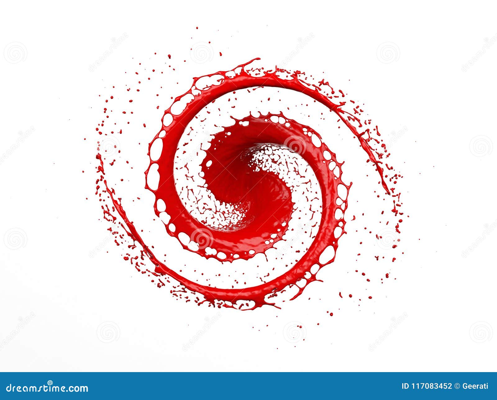 Red Liquid Splashing in Circle and Drops Isolated on White Background ...