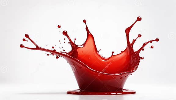 Red Liquid Splashing on a Solid White Background Stock Illustration ...
