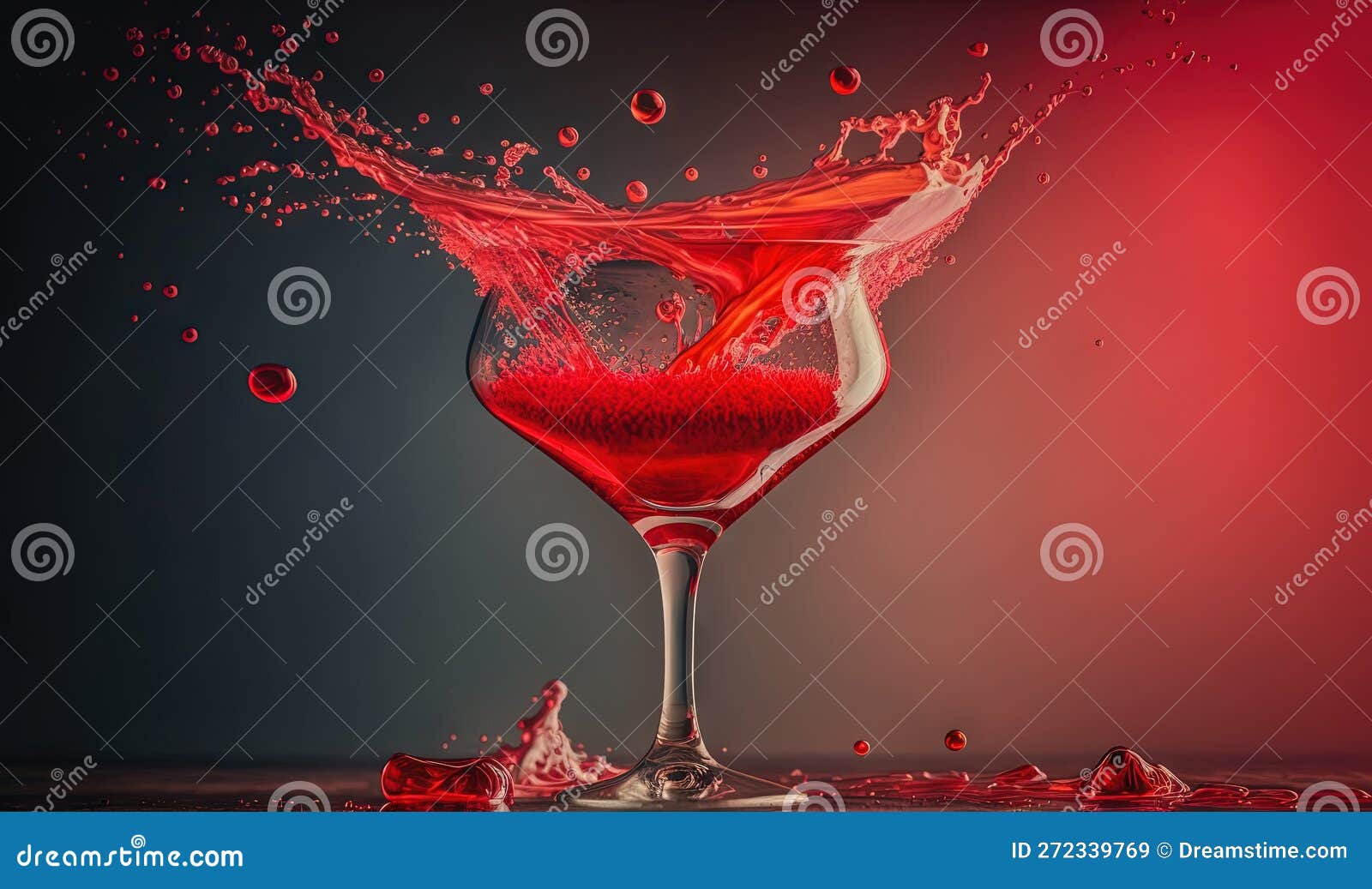 A Red Liquid Splashing into a Wine Glass on a Table Stock Illustration ...